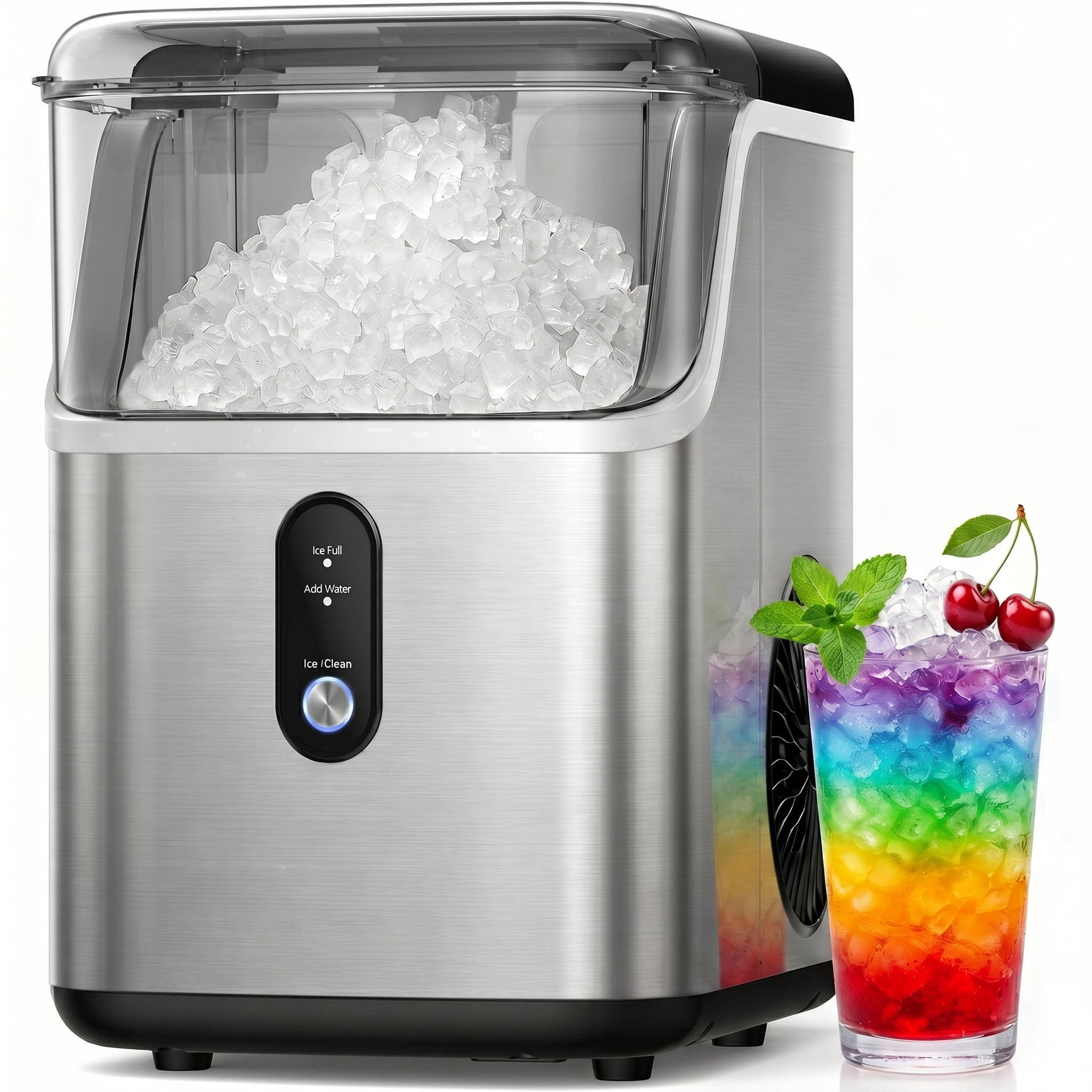 Snowyermine 35lb Nugget Ice Maker Portable Countertop, Pebble Crushed ...