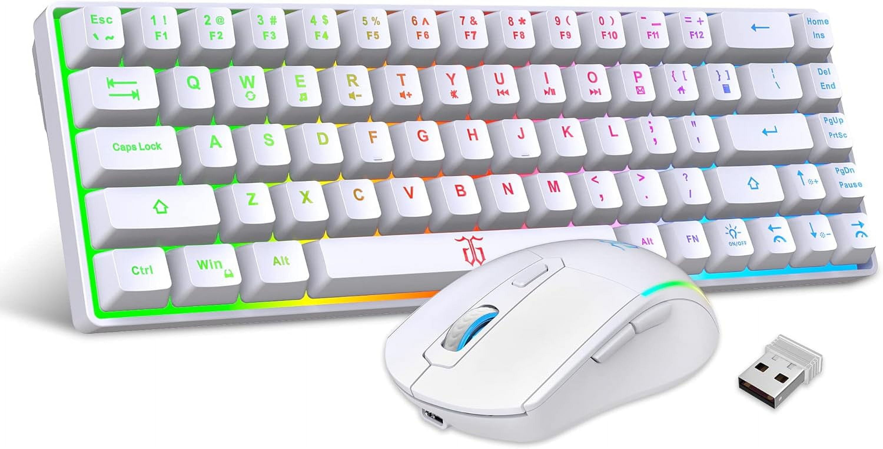 SnpurTech LED Backlit Wireless Gaming Keyboard & Mouse Combo, White ...
