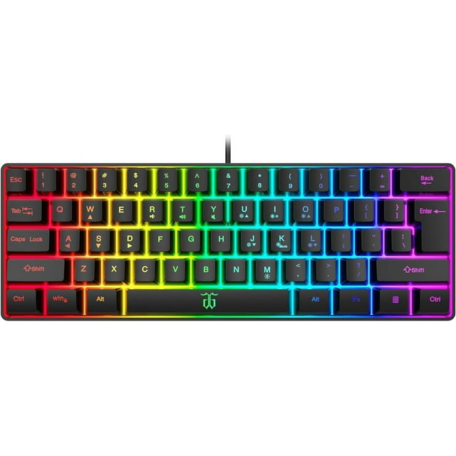 Snpurdiri 60% Wired Gaming Keyboard, RGB Backlit Ultra-Compact Mini ...