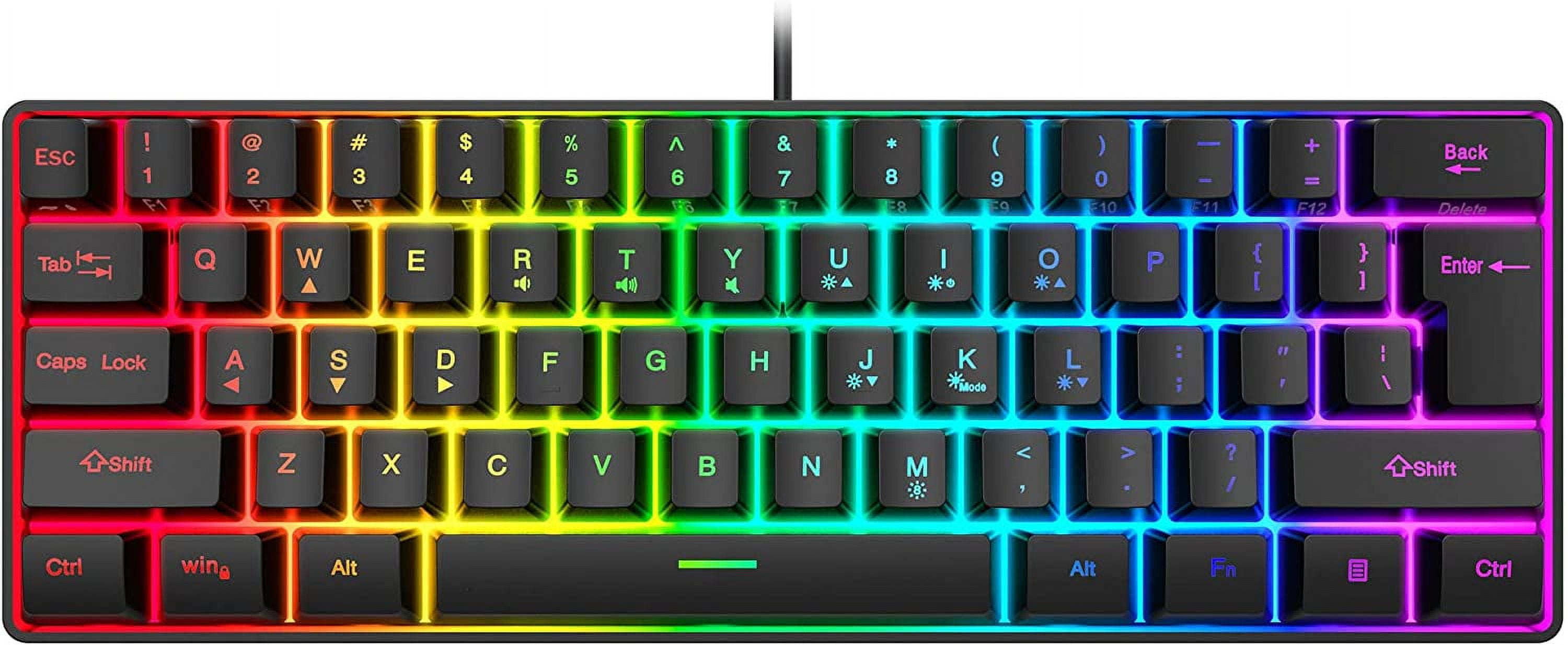 Snpurdiri 60% Wired Gaming Keyboard, RGB Backlit Ultra-Compact Mini ...