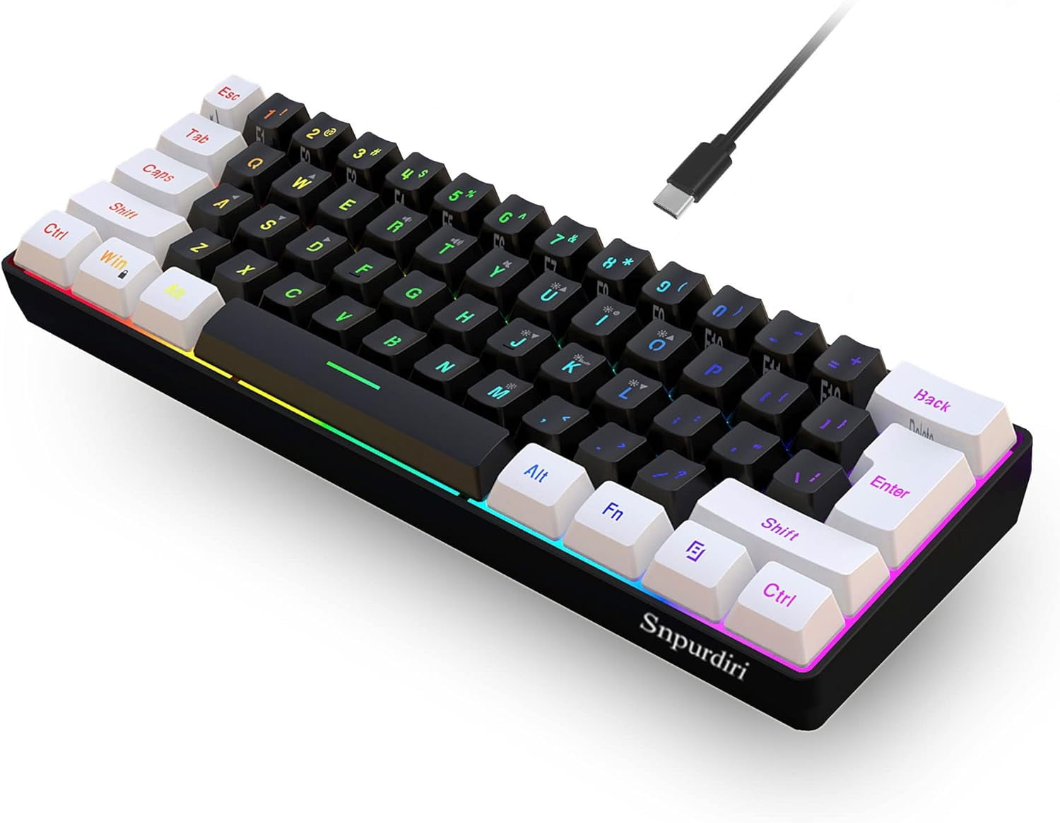 Snpurdiri 60% Wired Gaming Keyboard, Small RGB Backlit Membrane Gaming ... Snpurdiri 60% Wired Gaming Keyboard, Small RGB Backlit Membrane Gaming ...