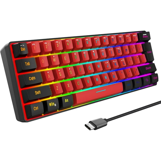 Snpurdiri 60% Wired Gaming Keyboard,True RGB Mini Keyboard, Waterproof ...