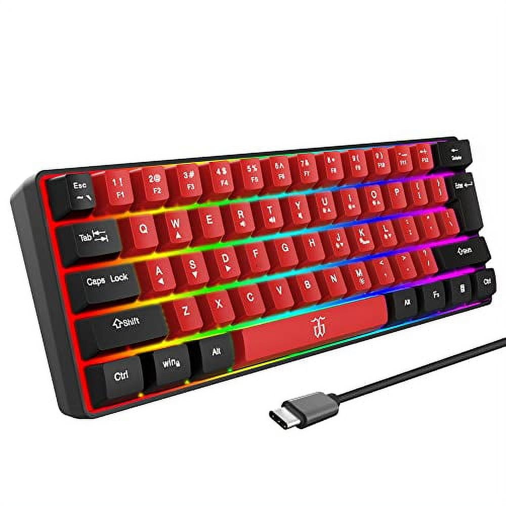 Snpurdiri 60% Wired Gaming Keyboard,True RGB Mini Keyboard, Waterproof ...