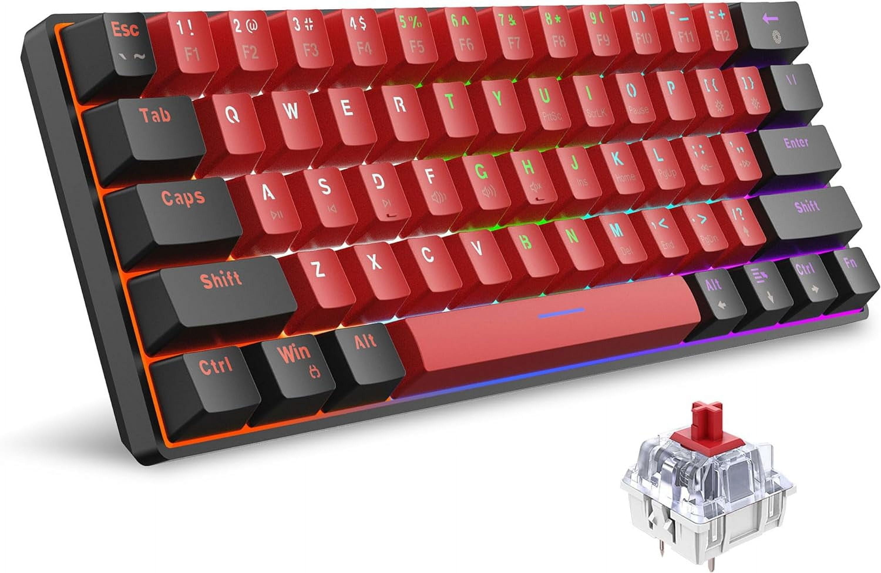 Snpurdiri 60% Wired Mechanical Keyboard, Mini Gaming Keyboard with 61 ...