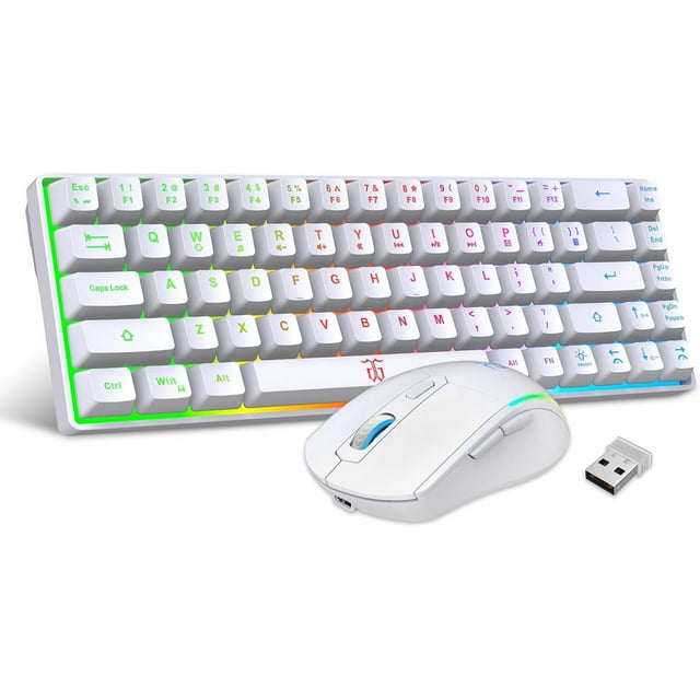 SnpurTech LED Backlit Wireless Gaming Keyboard & Mouse Combo, White ...