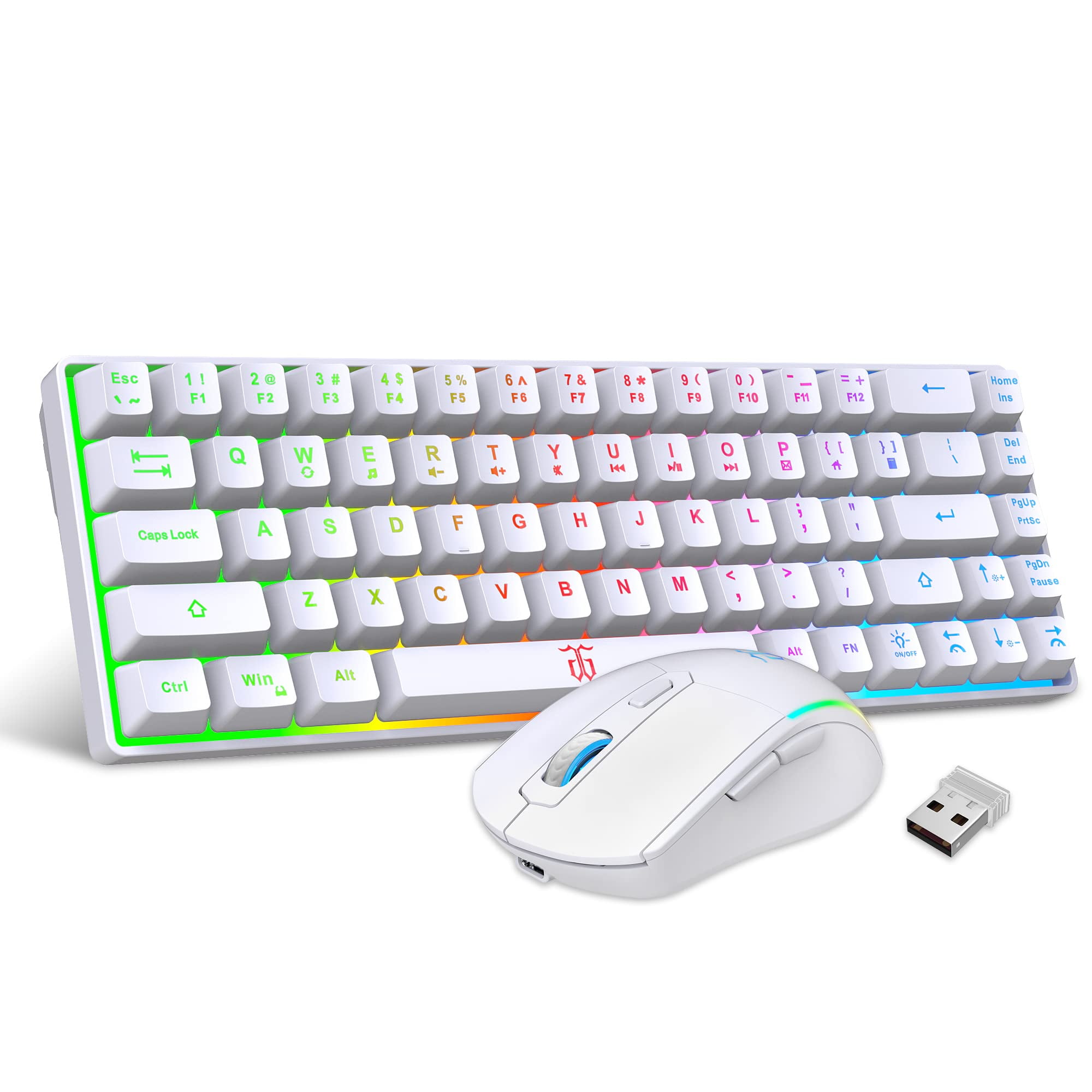 Snpurdiri 60% Wireless Gaming Keyboard and Mouse Combo,LED Backlit ...