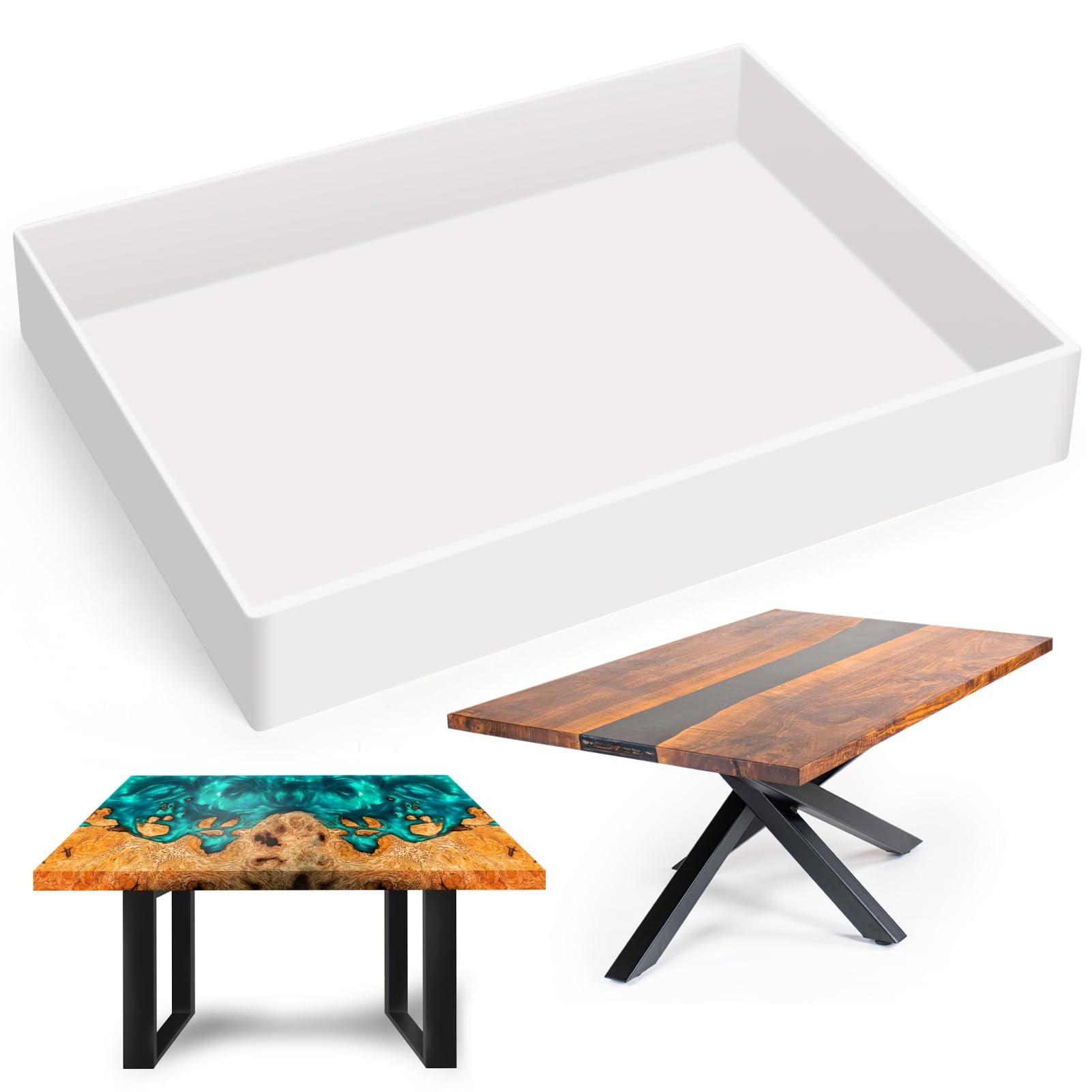 Sntieecr Large Rectangle Resin Table Molds, 16 x 12 x 2.4 Inch ...