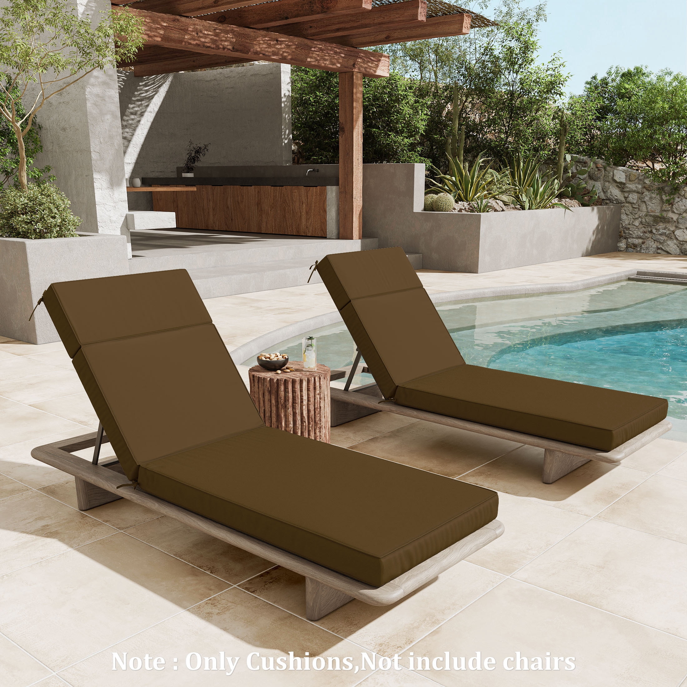 Snubbull 2 Pack Outdoor Chaise Lounge Cushions, with High-Density Foam ...