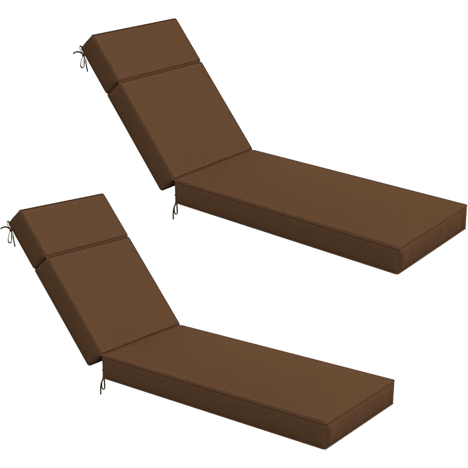 Snubbull 2 Pack Outdoor Chaise Lounge Cushions, with High-Density Foam, Ties Waterproof & Fade ...