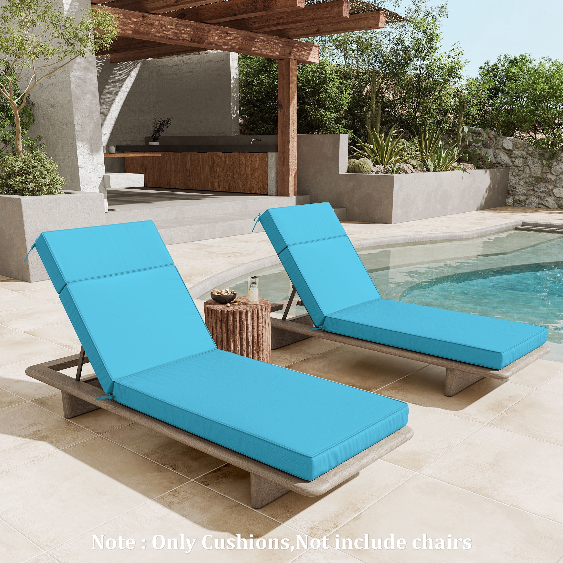 Snubbull 2 Pack Outdoor Chaise Lounge Cushions, with High-Density Foam ...