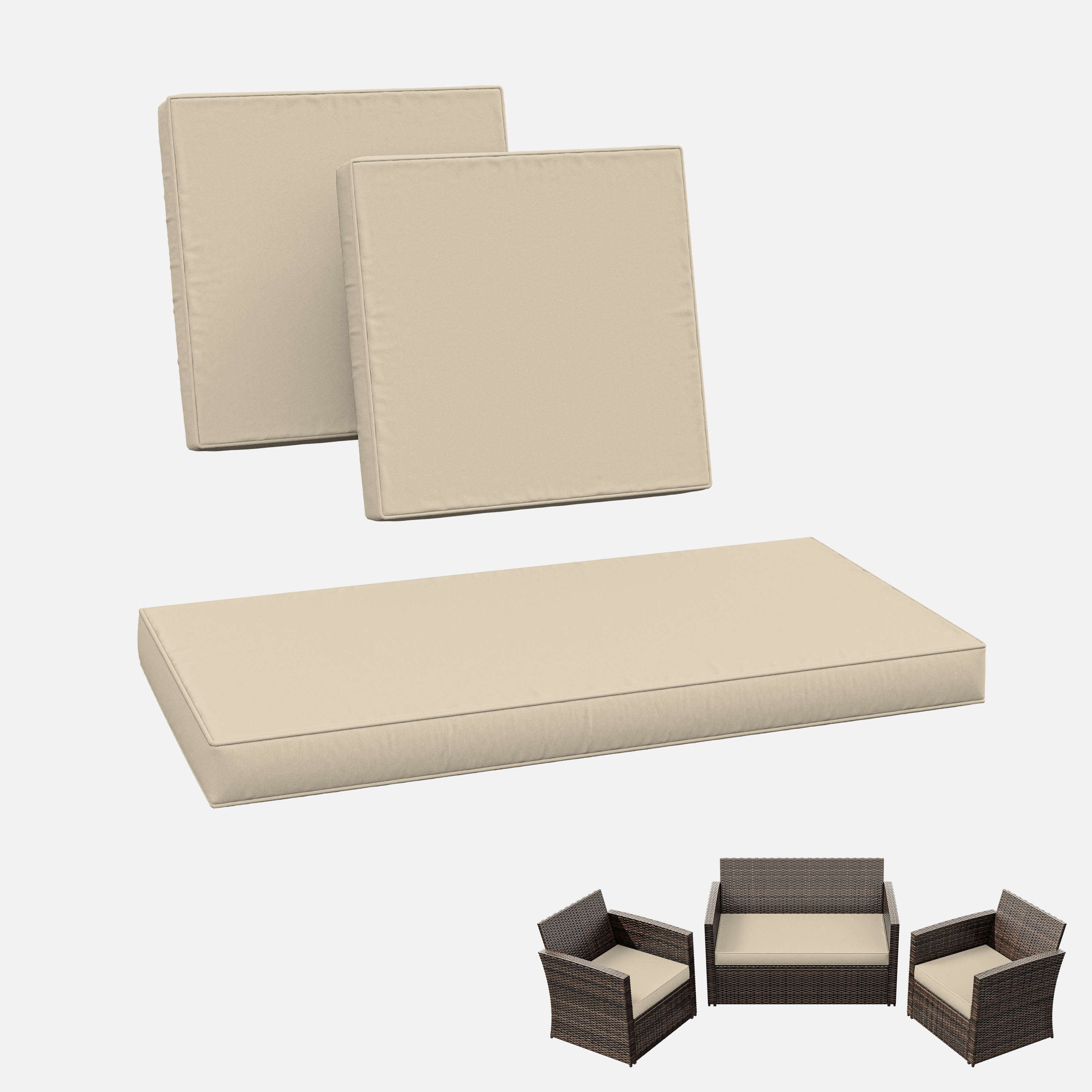 Snubbull Indoor Outdoor 3 Piece Foam Wicker Loveseat and Chair Seat ...