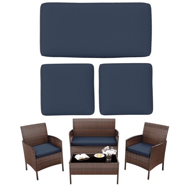 Snubbull Indoor Outdoor 3 Piece Foam Wicker Loveseat and Chair Seat ...