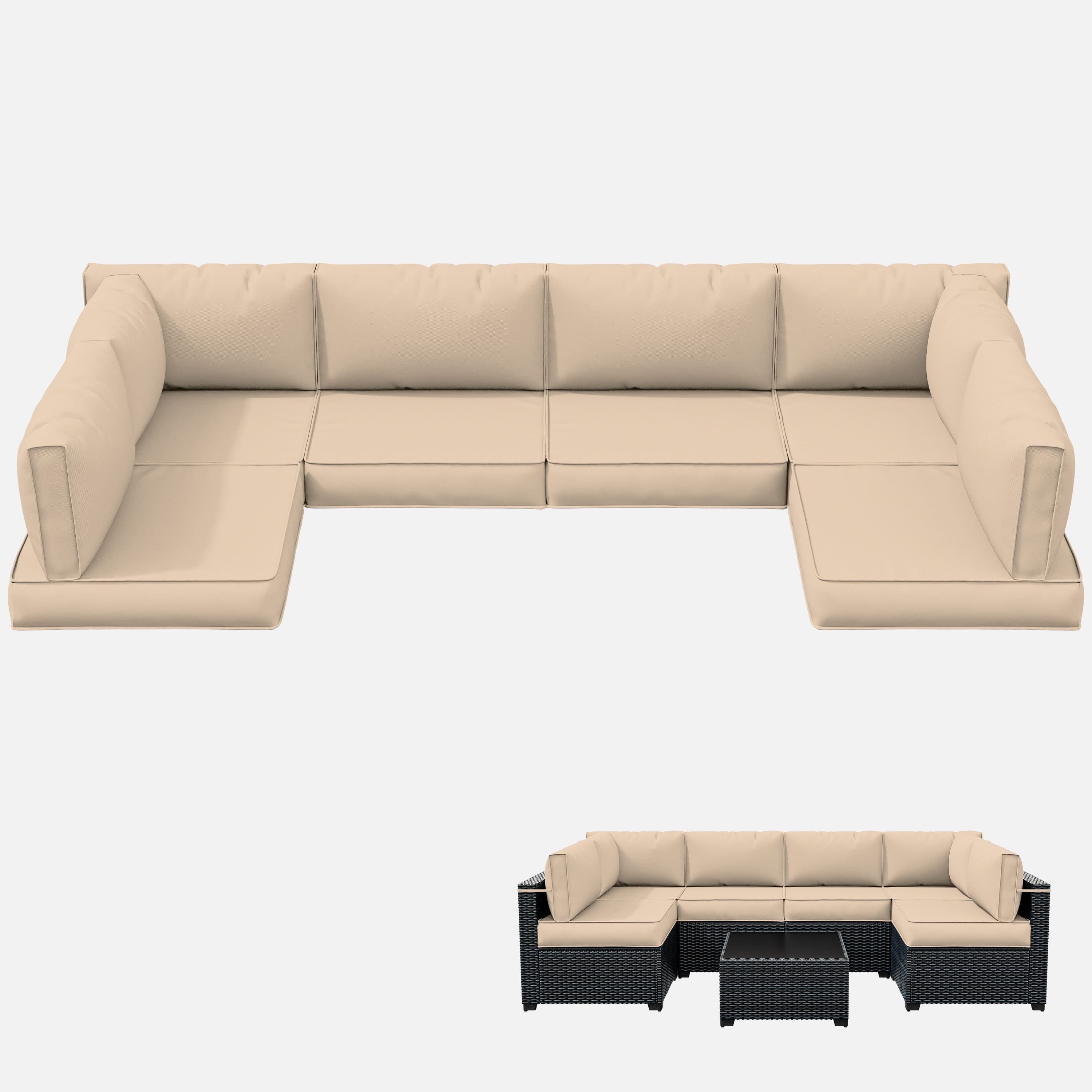 Snubbull Outdoor Replacement Cushions for Patio Furniture, 4" Foam High ...