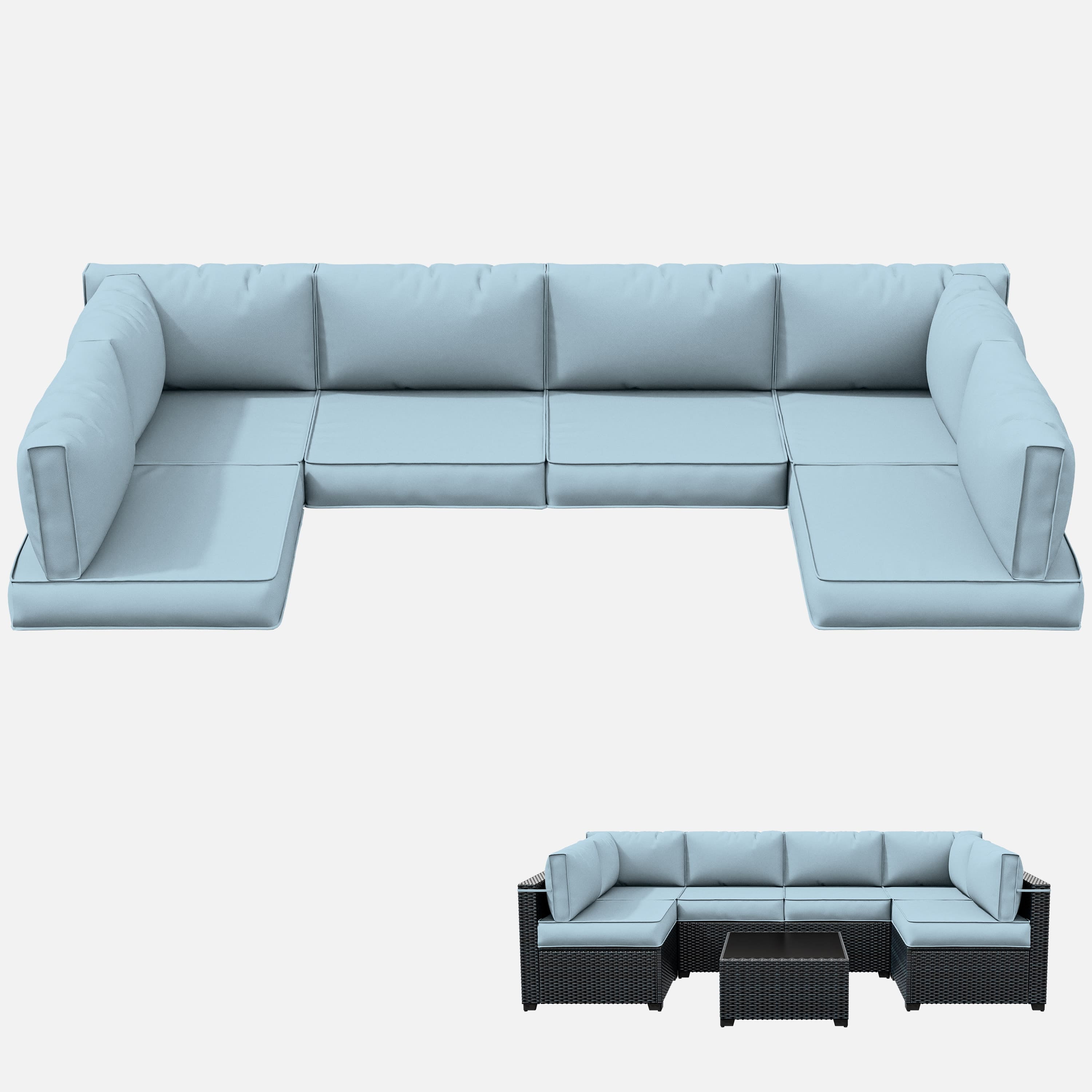 Snubbull Outdoor Replacement Cushions for Patio Furniture, 4" Foam High ...