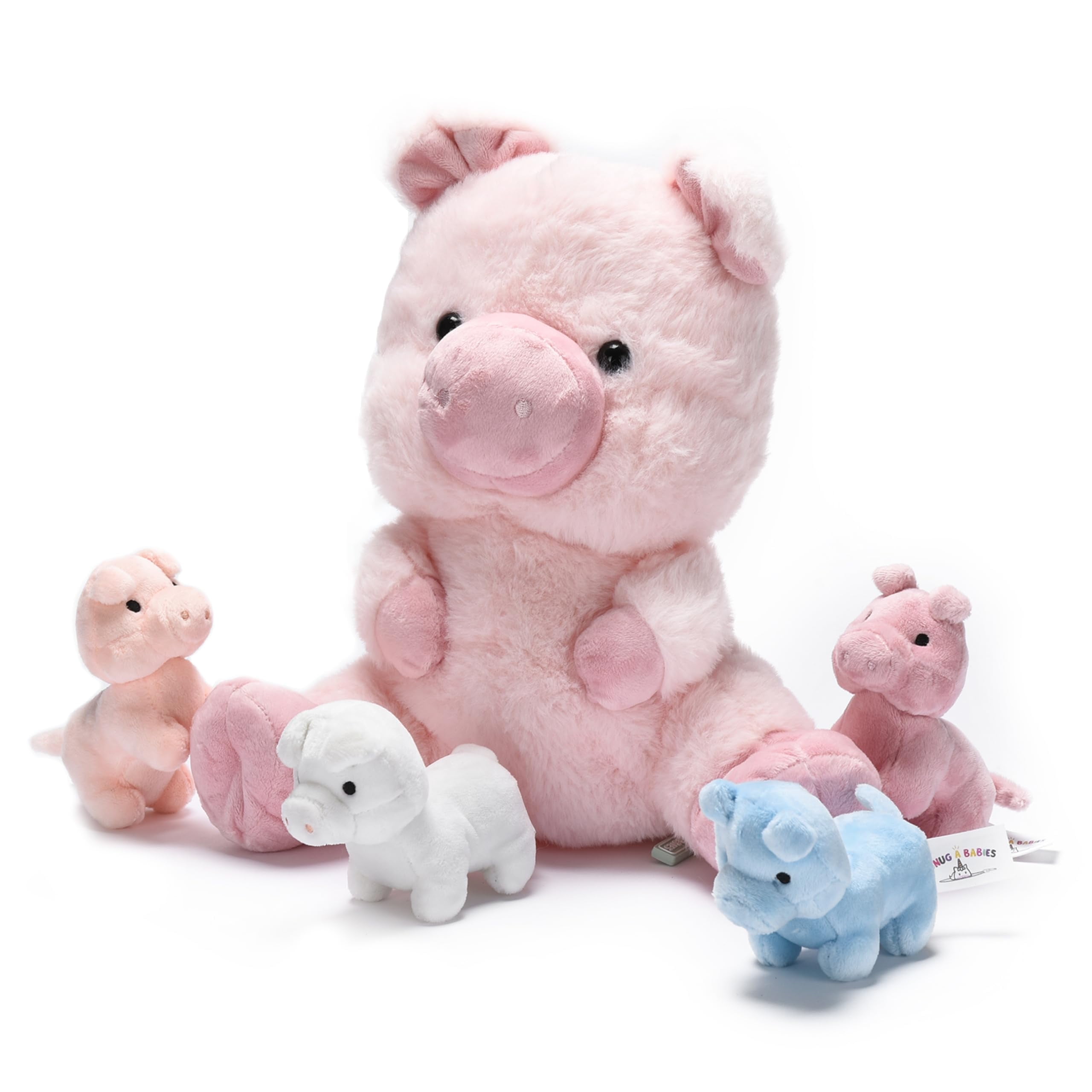 Snug A Babies Pig Stuffed Animal - Mommy Pig Stuffed Animal with 4 Baby ...