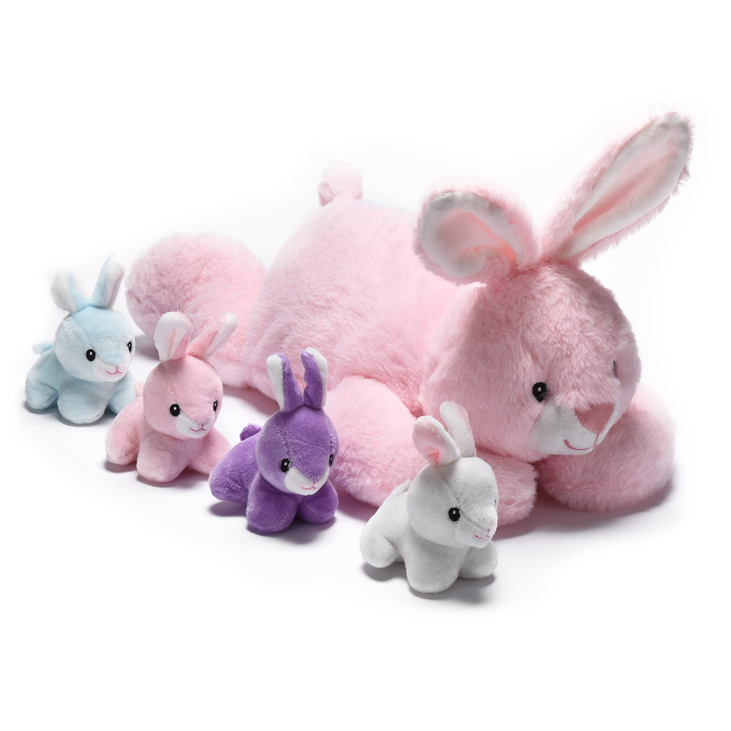 Snug A Babies Soft & Huggable Stuffed Bunny Plush - Mommy Rabbit with 4 ...