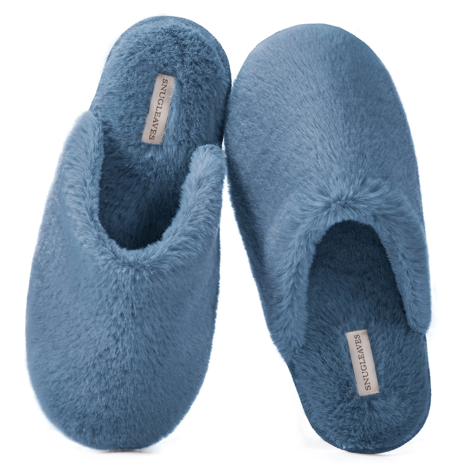 Snug Leaves Women's Soft Fluffy House Shoes, Furry Leopard Print Faux ...