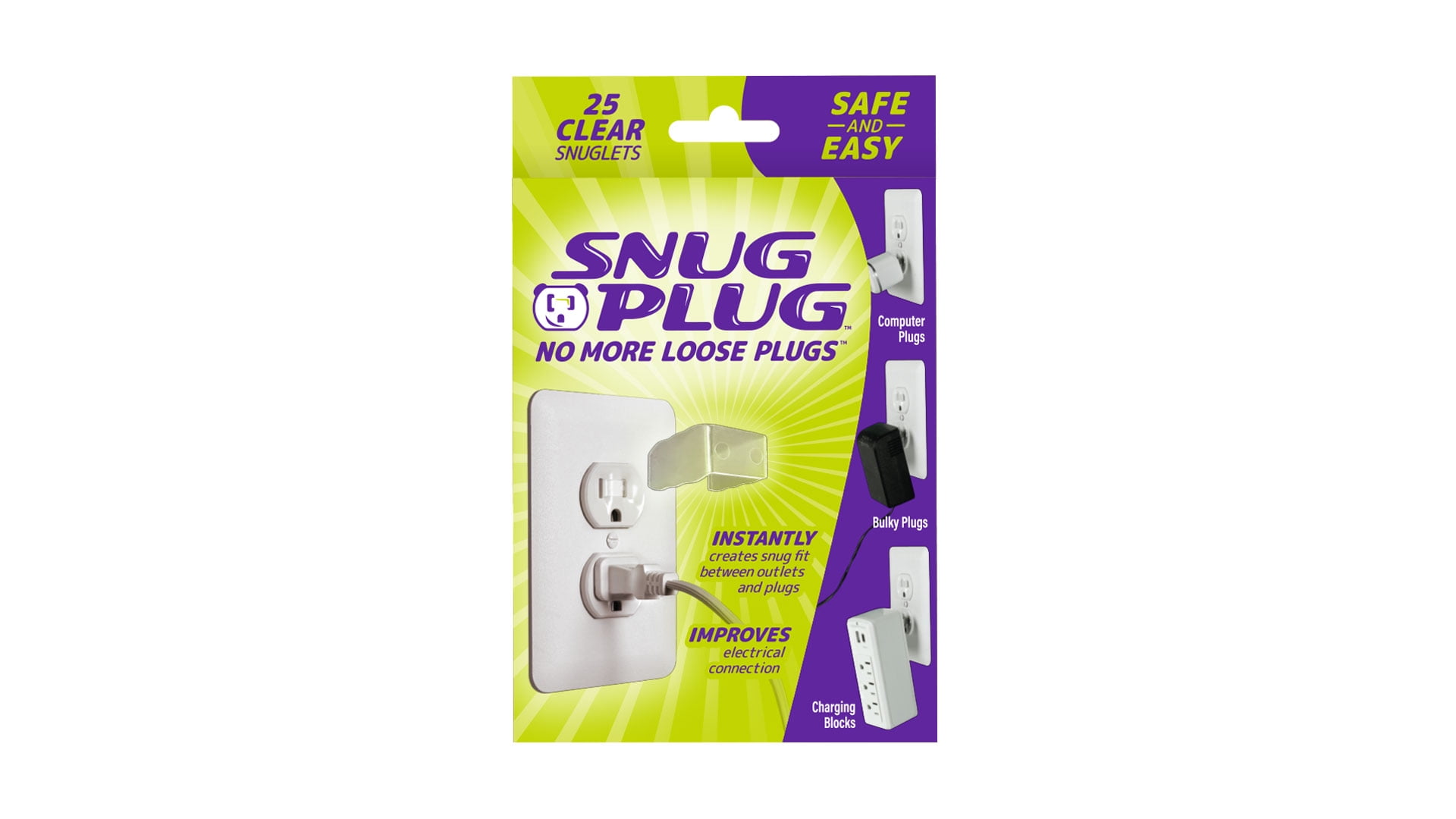 Snug Plug Clear Pack of 25 for Loose Wall Outlets – Easy Fix & Travel ...
