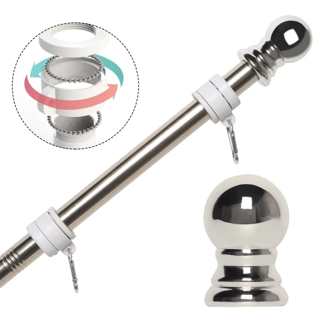 SnugNiture 6ft Adjustable Stainless Steel Flag Pole Kit, Tangle-Free ...