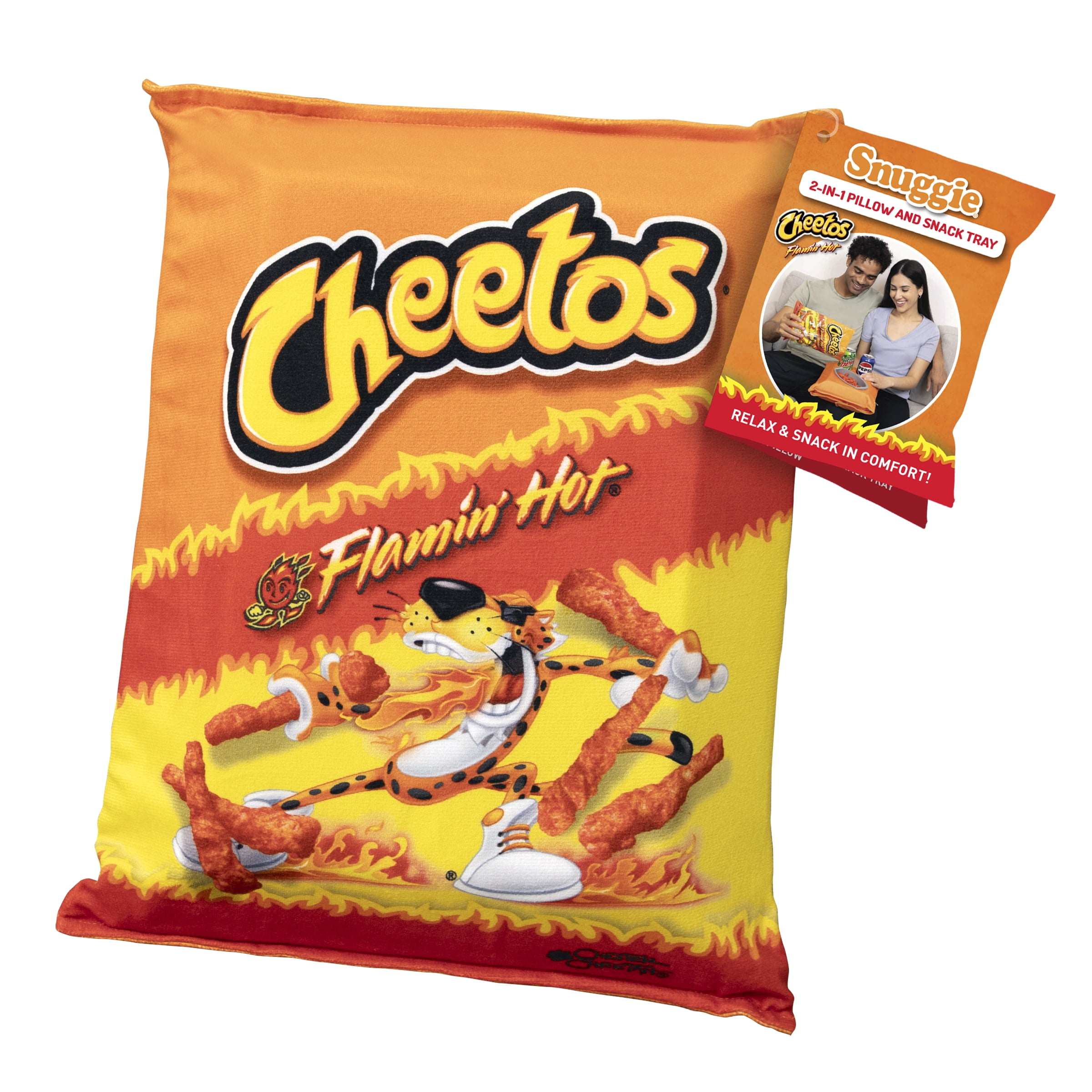 Snuggie Flaming Hot Cheetos 2-in-1 Pillow and Snack Tray, Red, Fully ...