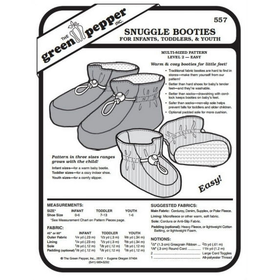 Snuggle Booties Infant Toddlers Youth Slippers Shoes #557 Sewing ...