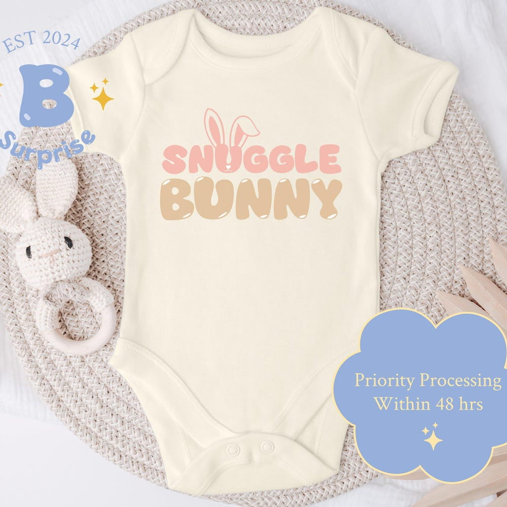 Snuggle Bunny Girl Onesie, Cute Rabbit Baby Bodysuit, Infant Outfit ...