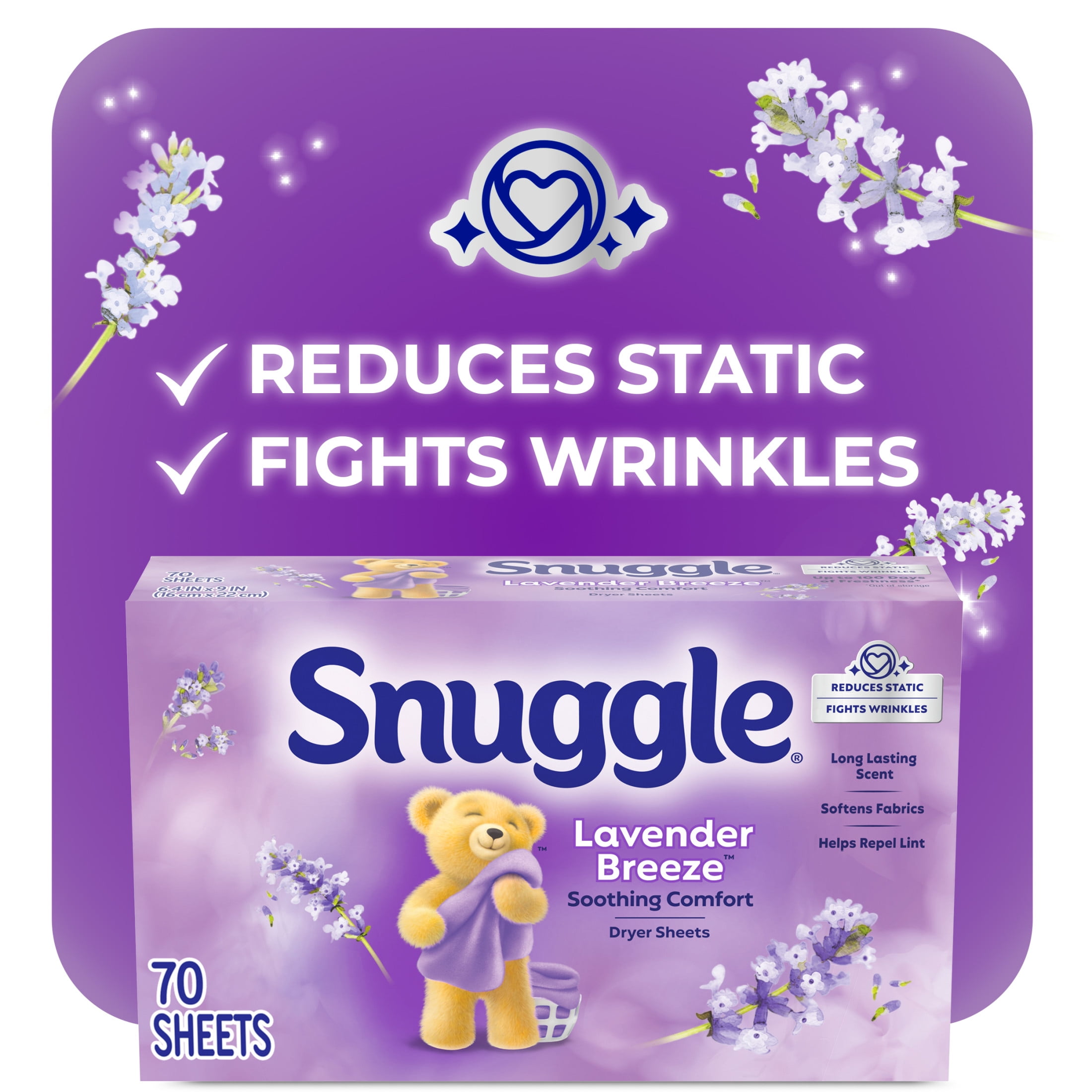 Snuggle Fabric Softener Dryer Sheets Lavender Vanilla Orchid 70 Count ...