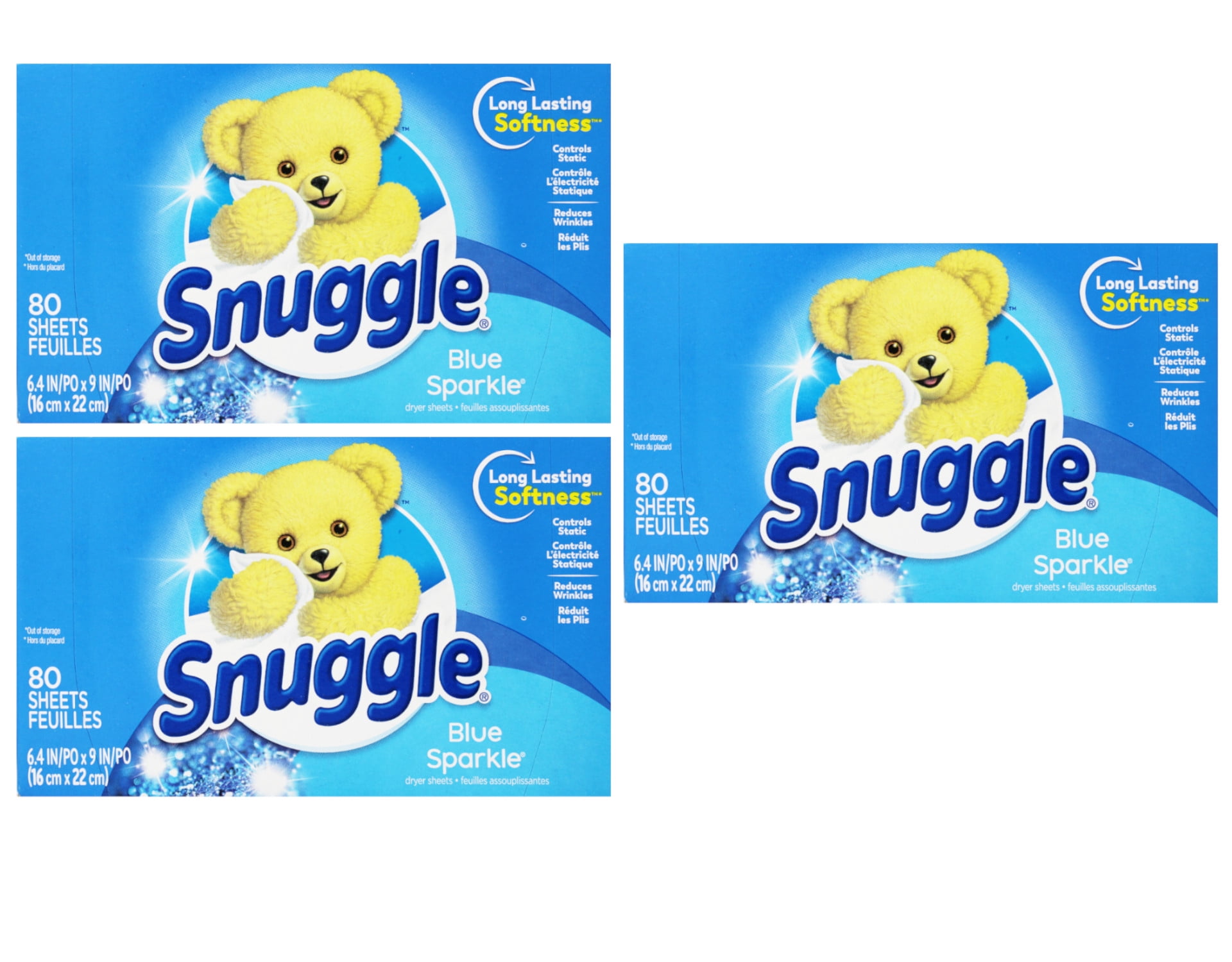 Snuggle Fabric Softener Dryer Sheets, Blue Sparkle, 80 Count - 3 Pack ...