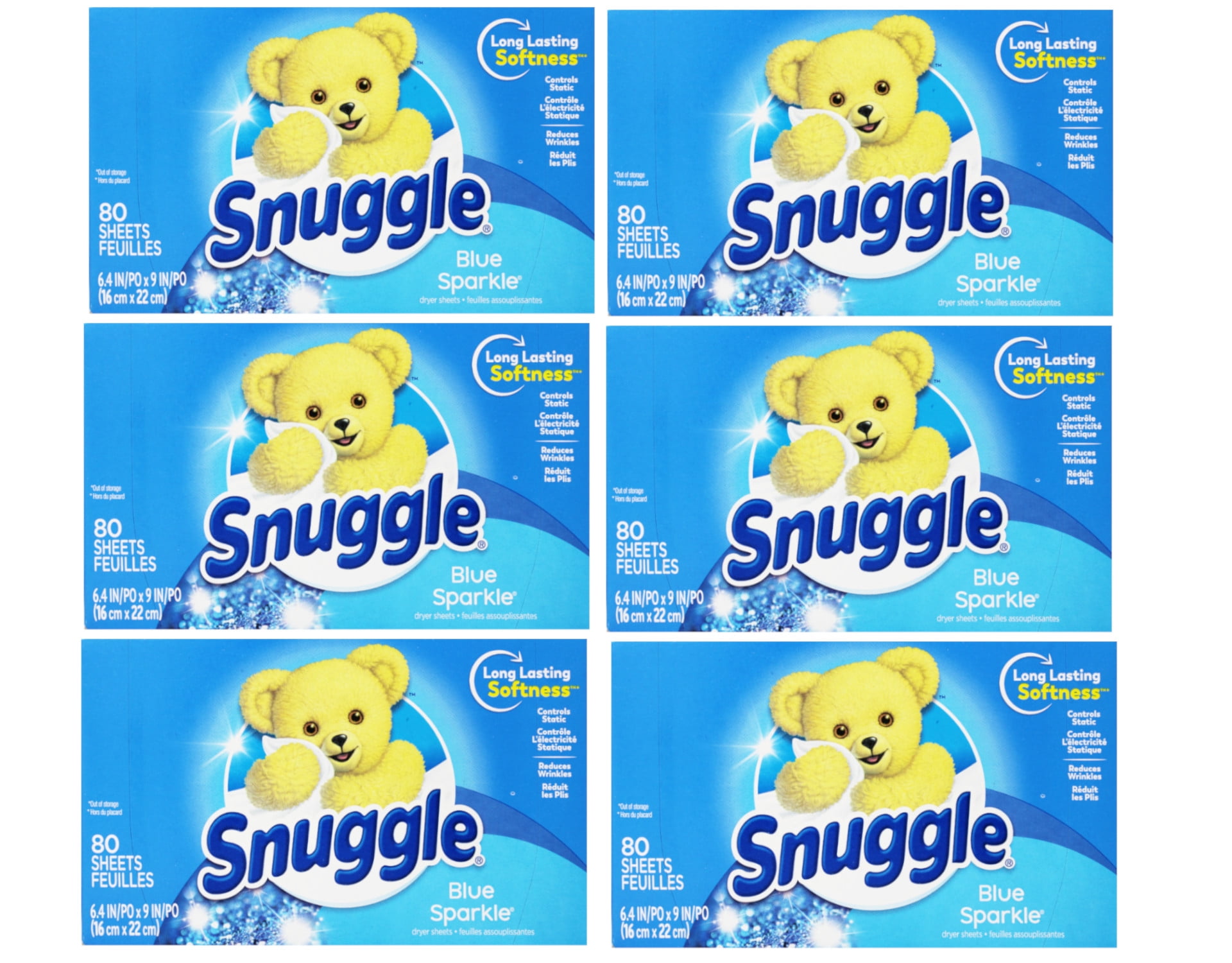 Snuggle Fabric Softener Dryer Sheets, Blue Sparkle, 80 Count - 6 Pack - Walmart.com