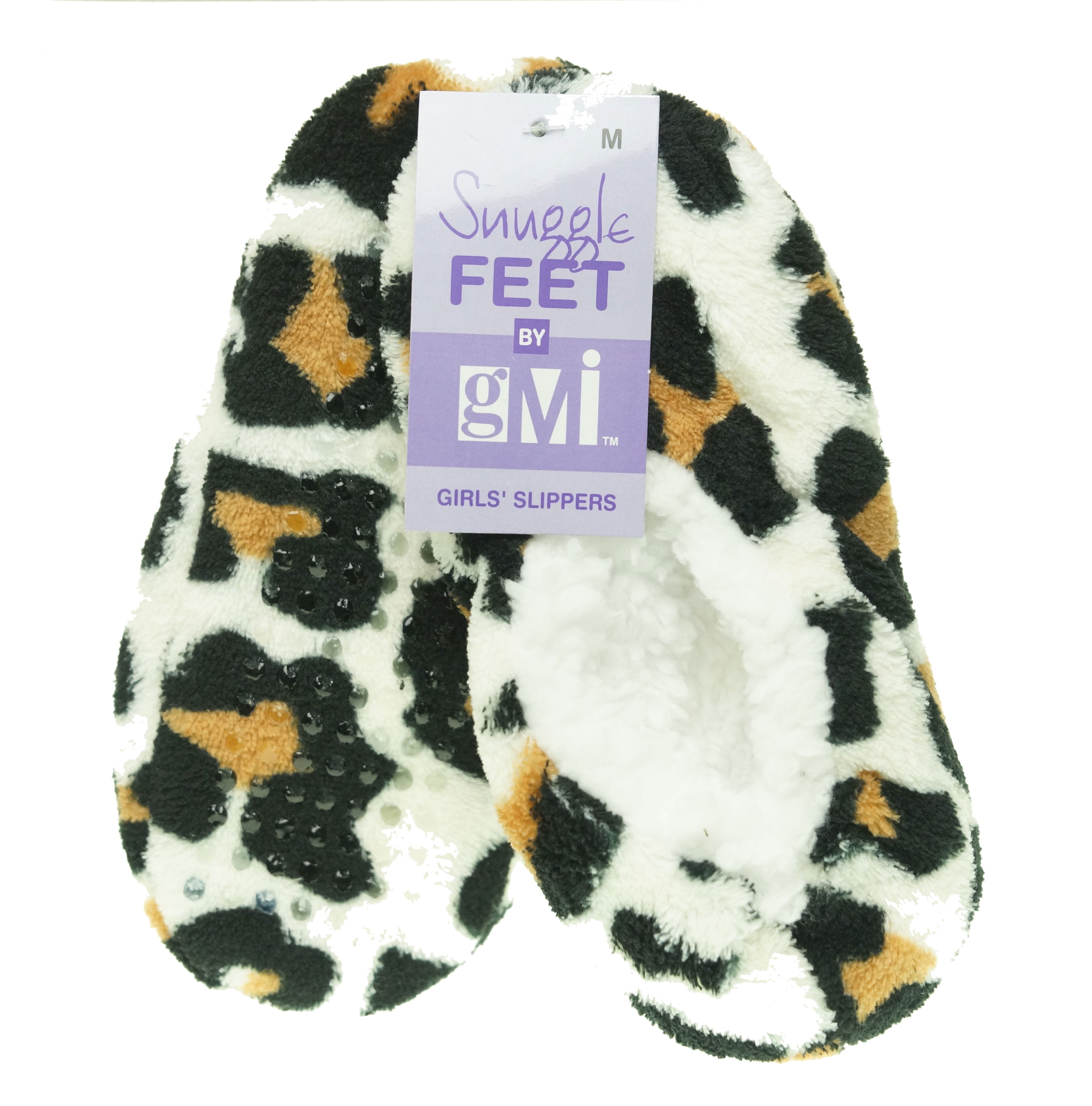 Snuggle Feet Girl's Sherpa Lined Slip On Slippers with Grippers Ivory ...