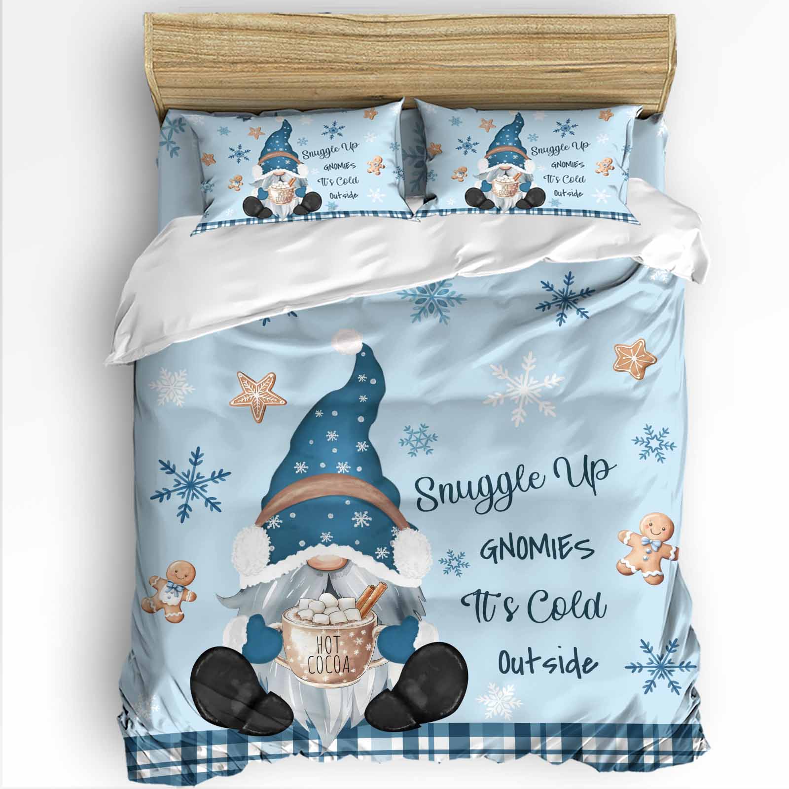 Snuggle Up Gnome King Size Comforter Set, Cute Gnomes Winter ...