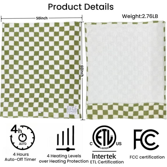 Snuggle Heated Blanket Throw with Foot Pockets for Cold Feet, Electric ...