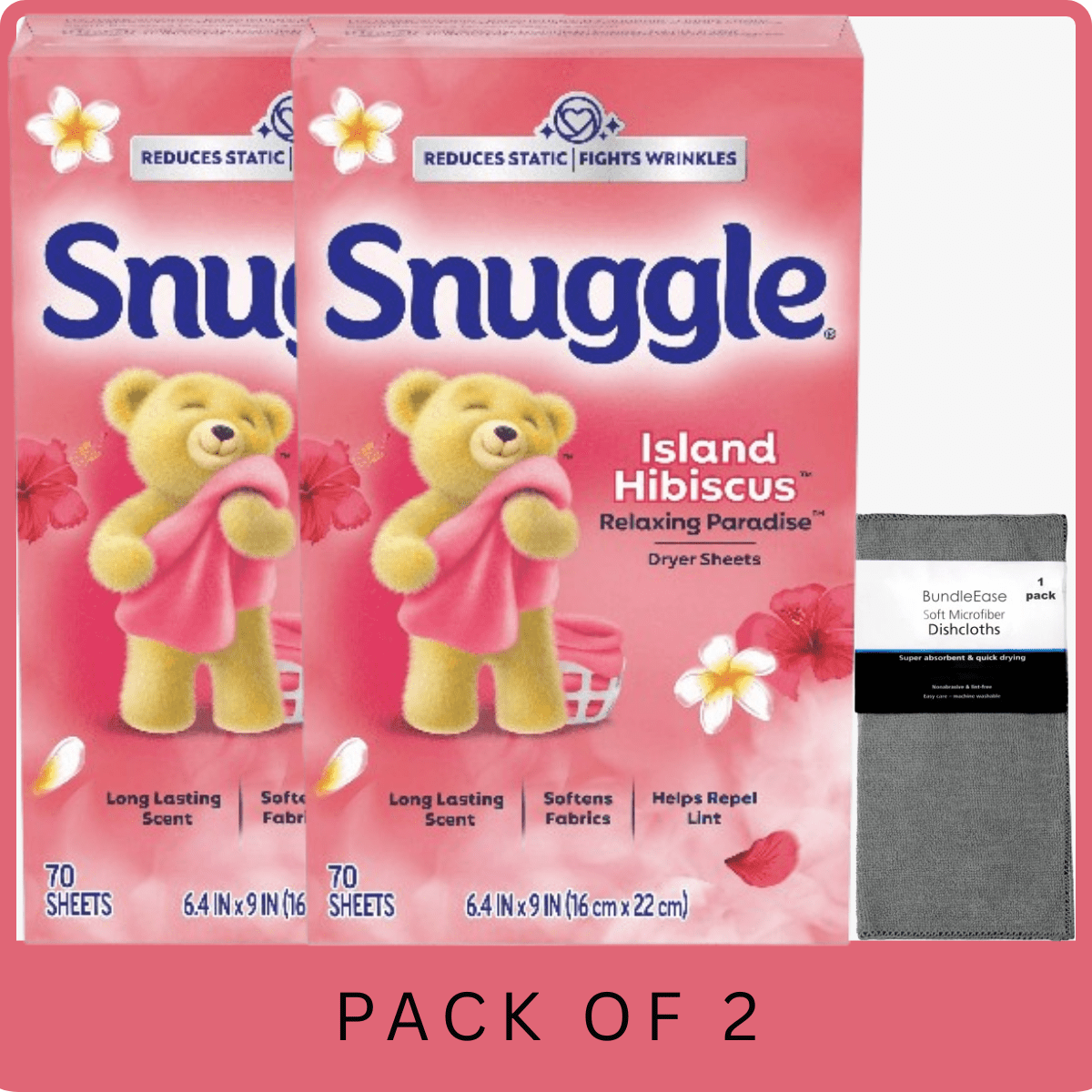 Snuggle Island Hibiscus & Rainflower Dryer Sheets 70 Ct with Microfiber ...