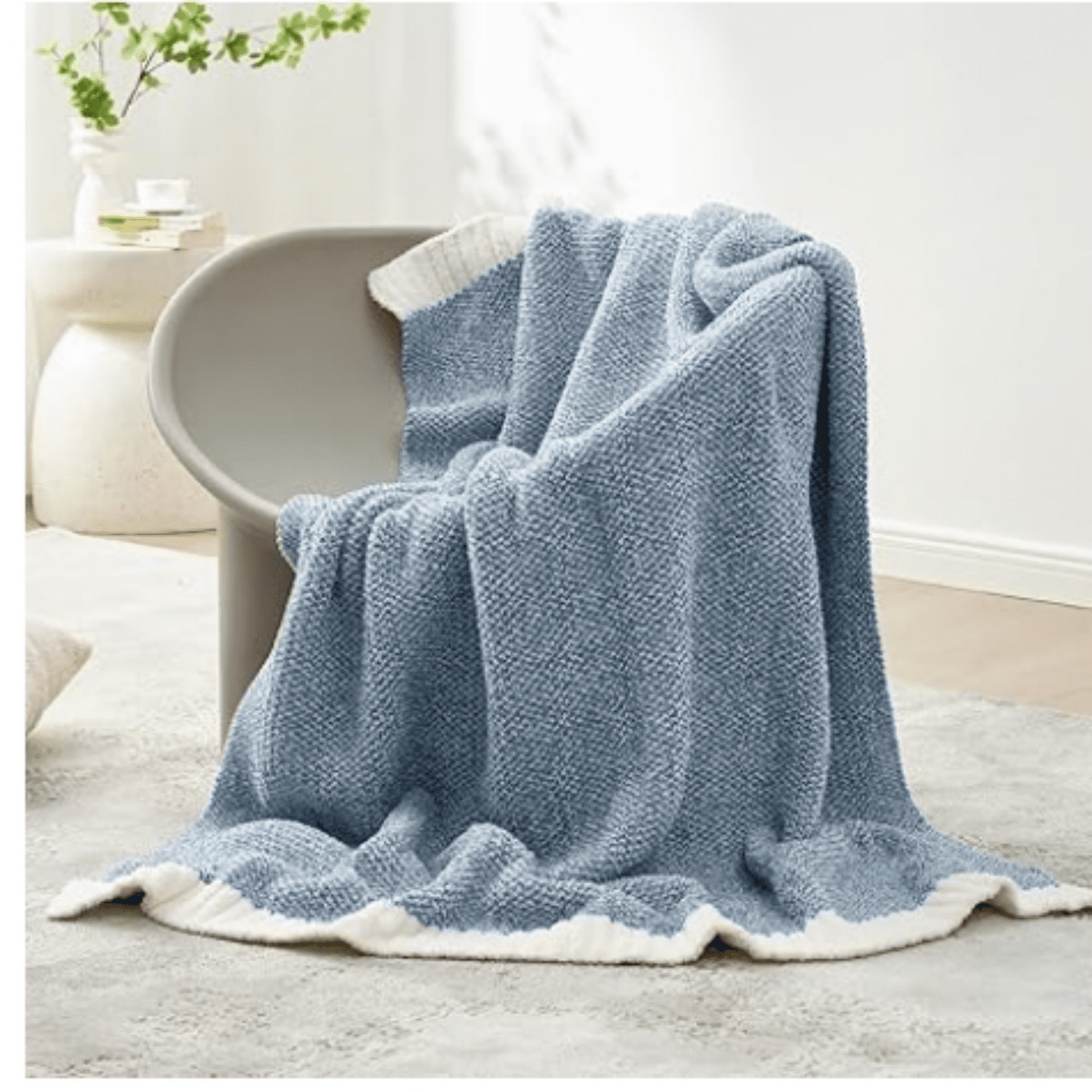 Snuggle Sac Blue Throw Blankets for Couch, Reversible Super Soft Warm ...