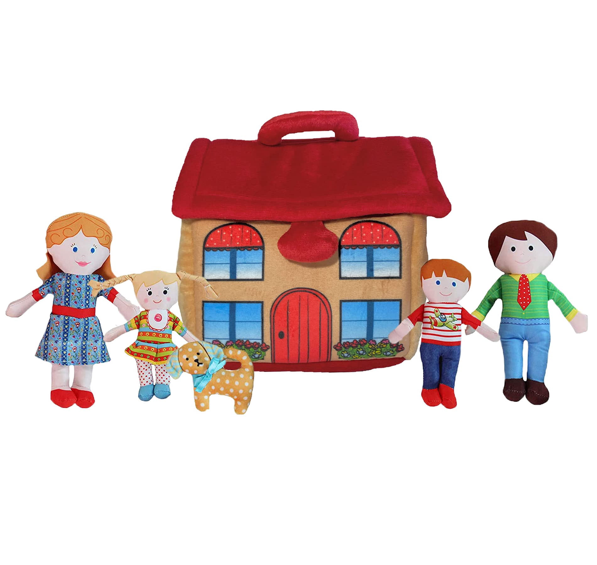 Snuggle Stuffs Happy Family Soft Plush Figure Doll Set with Toy House ...