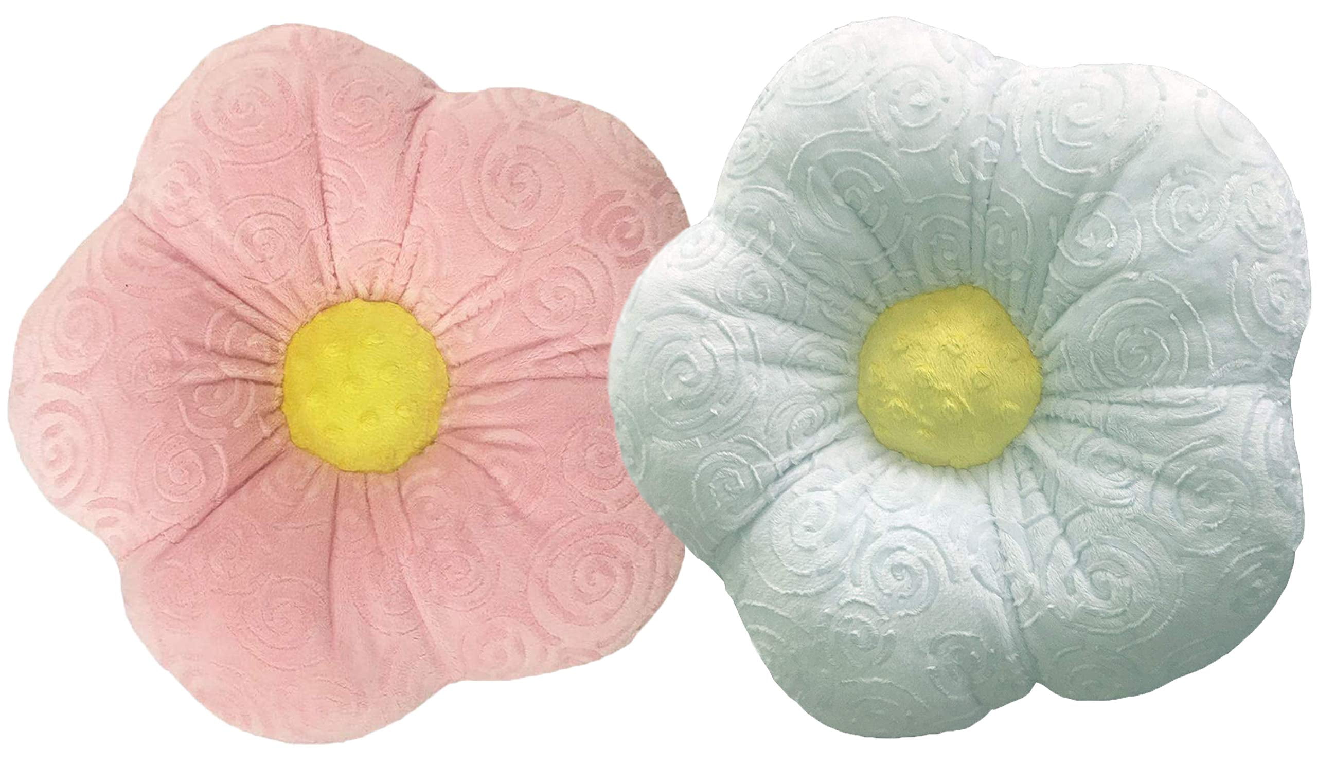 Snuggle Stuffs Pastel Pink & White Flower Throw Pillows - 13" - Set of ...