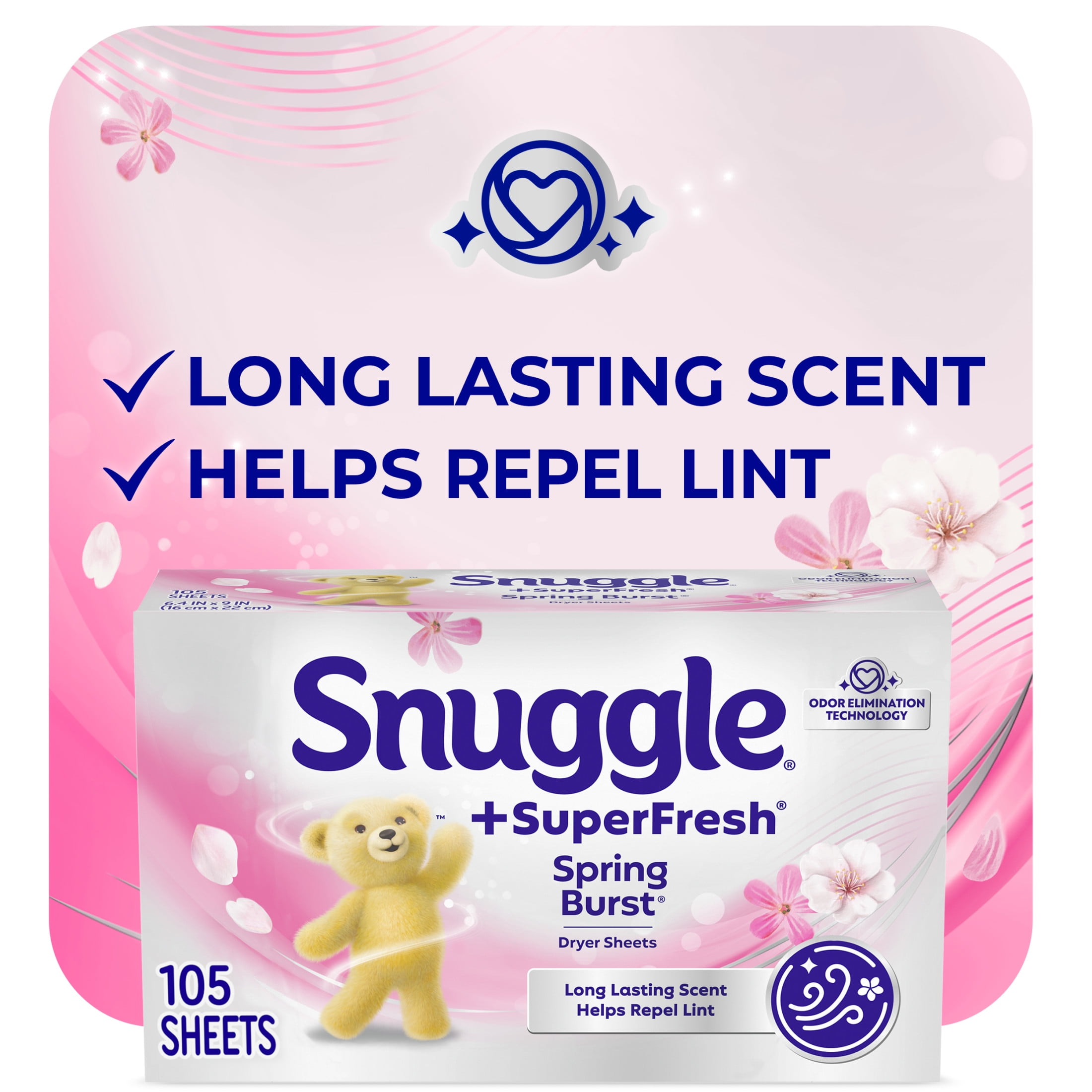 Snuggle Plus SuperFresh Spring Burst Dryer Sheets, 105 Count, Odor ...