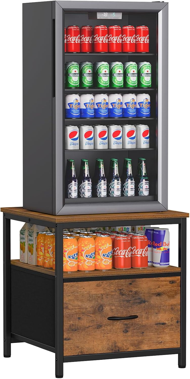 Snughome Mini Fridge Stand with Storage, Mini Fridge Cabinet for ...