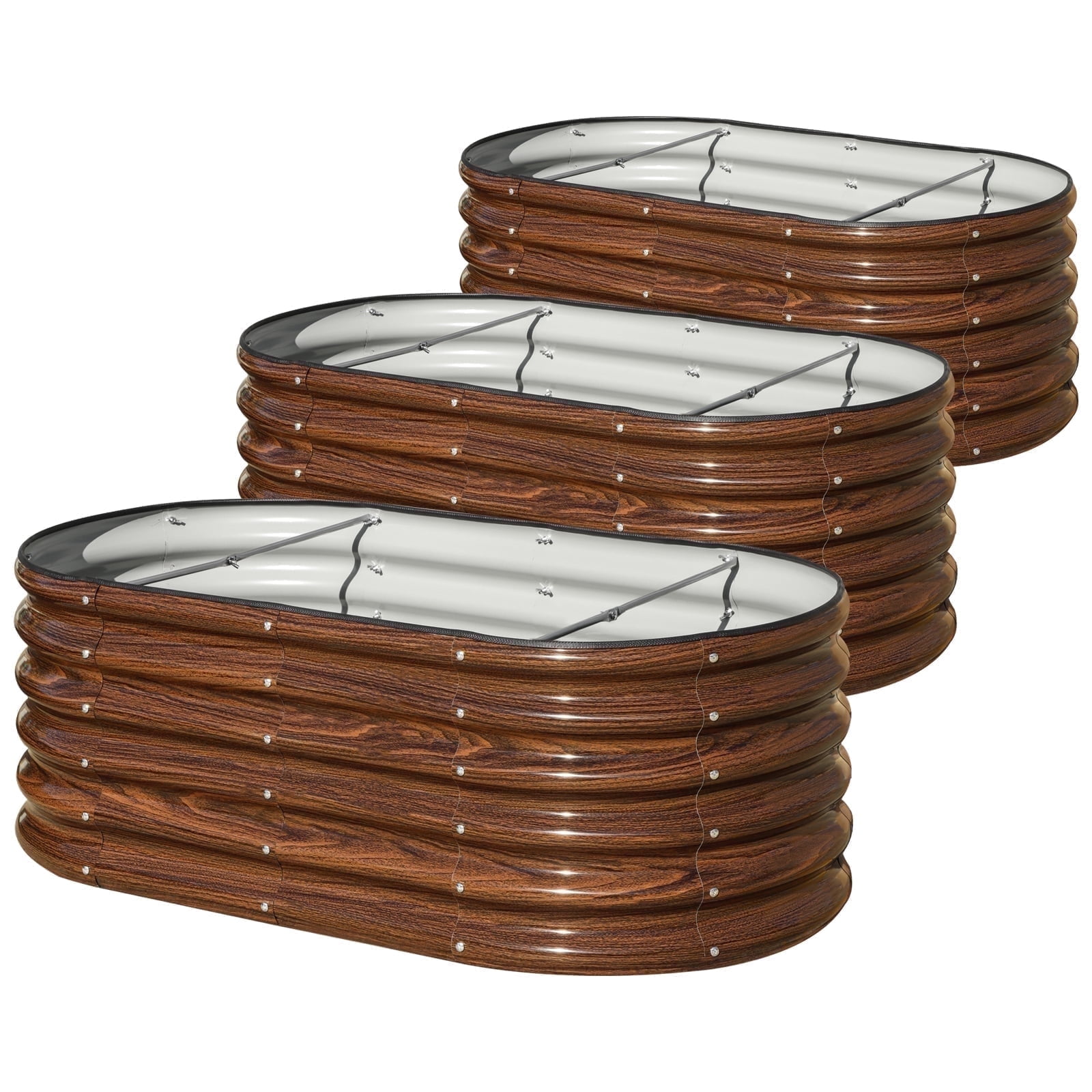 Snugniture 3-Pack 4x2x1.5 ft Galvanized Raised Garden Bed, Outdoor ...