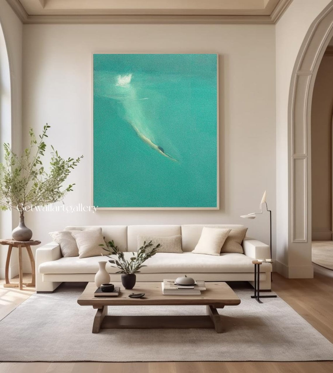 SunverseGreen Abstract Landscape Poster Wall Art Modern Lake Scene ...
