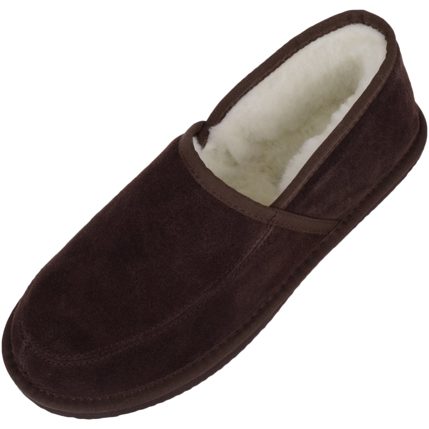 Snugrugs Men's Suede Full Slipper with Wool Lining and Lightweight Sole ...