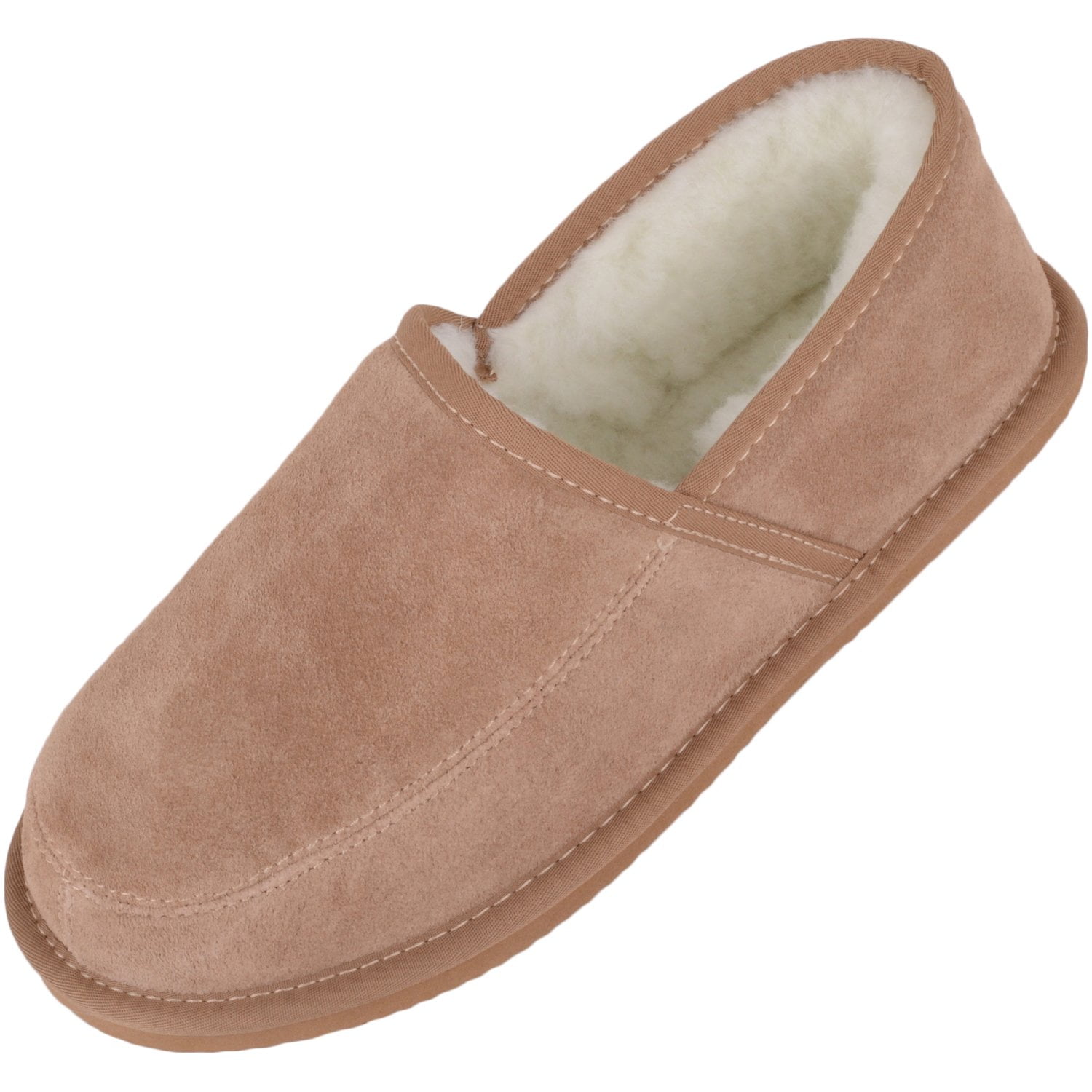 Snugrugs Men's Suede Full Slipper with Wool Lining and Lightweight Sole ...