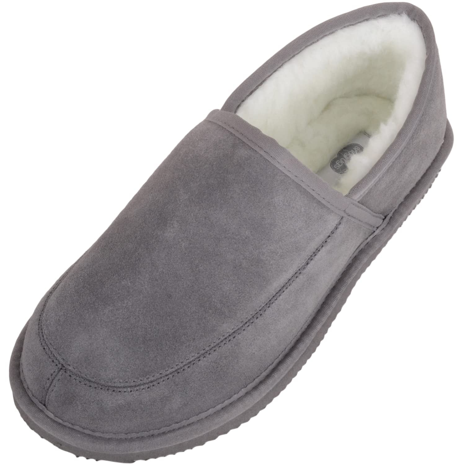 Snugrugs Men's Suede Full Slipper with Wool Lining and Lightweight Sole ...