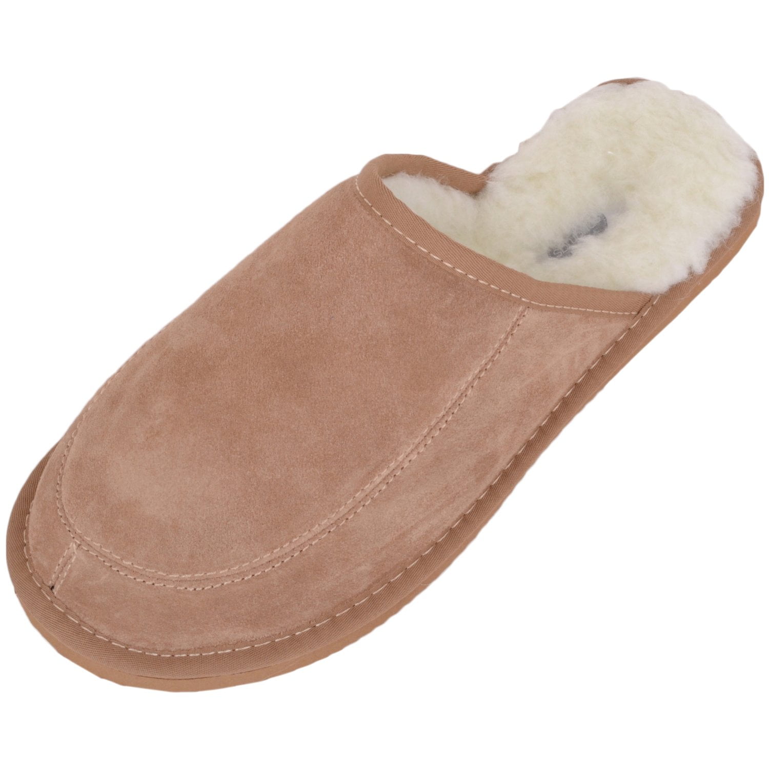 Snugrugs Men's Suede Mule Slipper with Wool Lining and Lightweight Sole ...