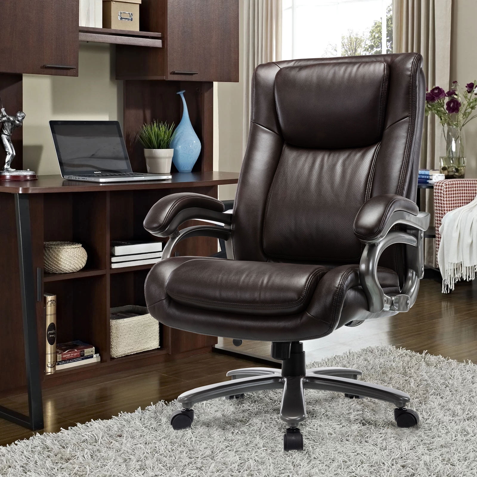 Snugway 400lb High-Back Office Chair, Big & Tall Bonded Leather, Swivel ...