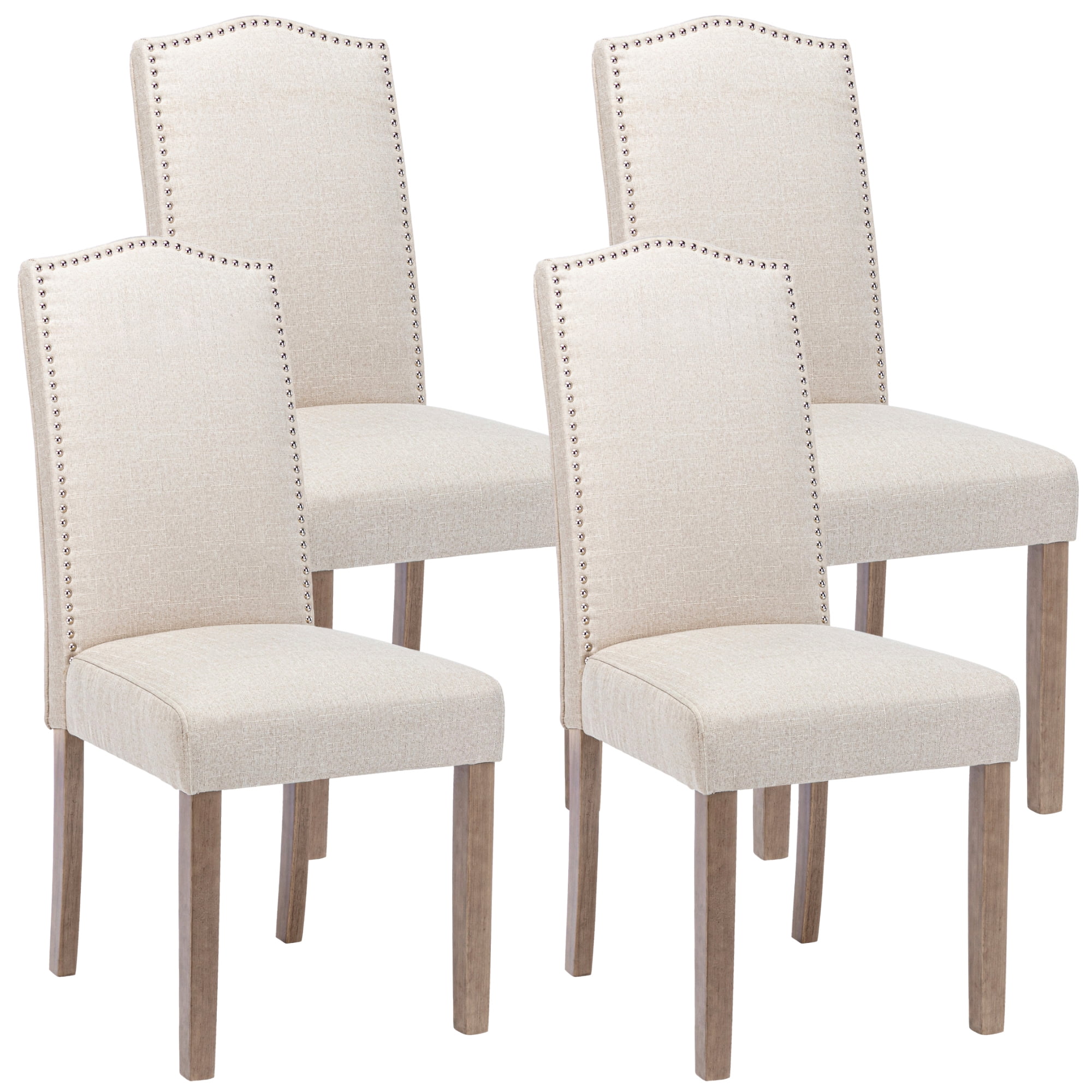 Snugway Sturdy Upholstered 4-Piece Dining Chair Set, Beige Parson Chair ...
