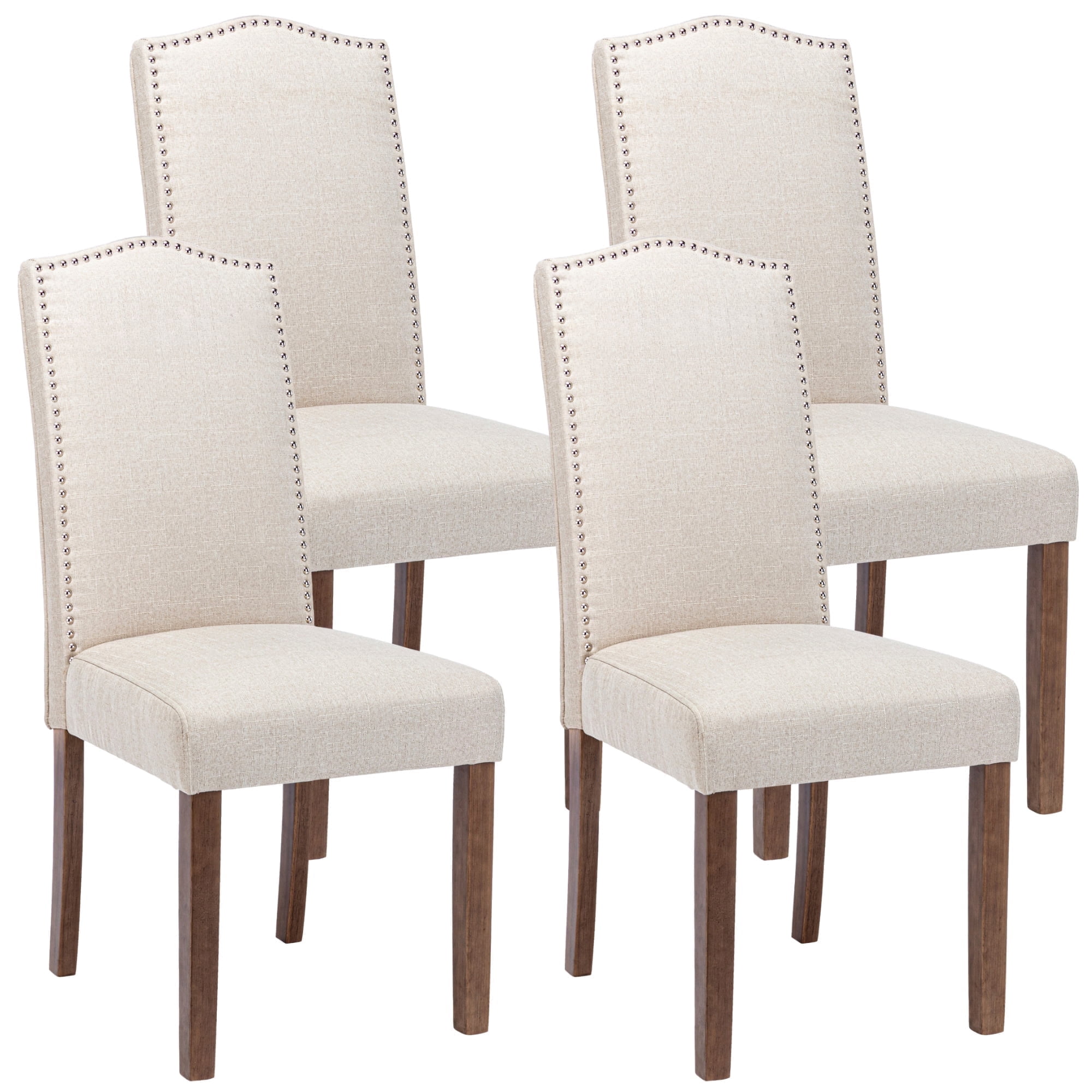Snugway Sturdy Upholstered 4-Piece Dining Chair Set, Beige Parson Chair ...