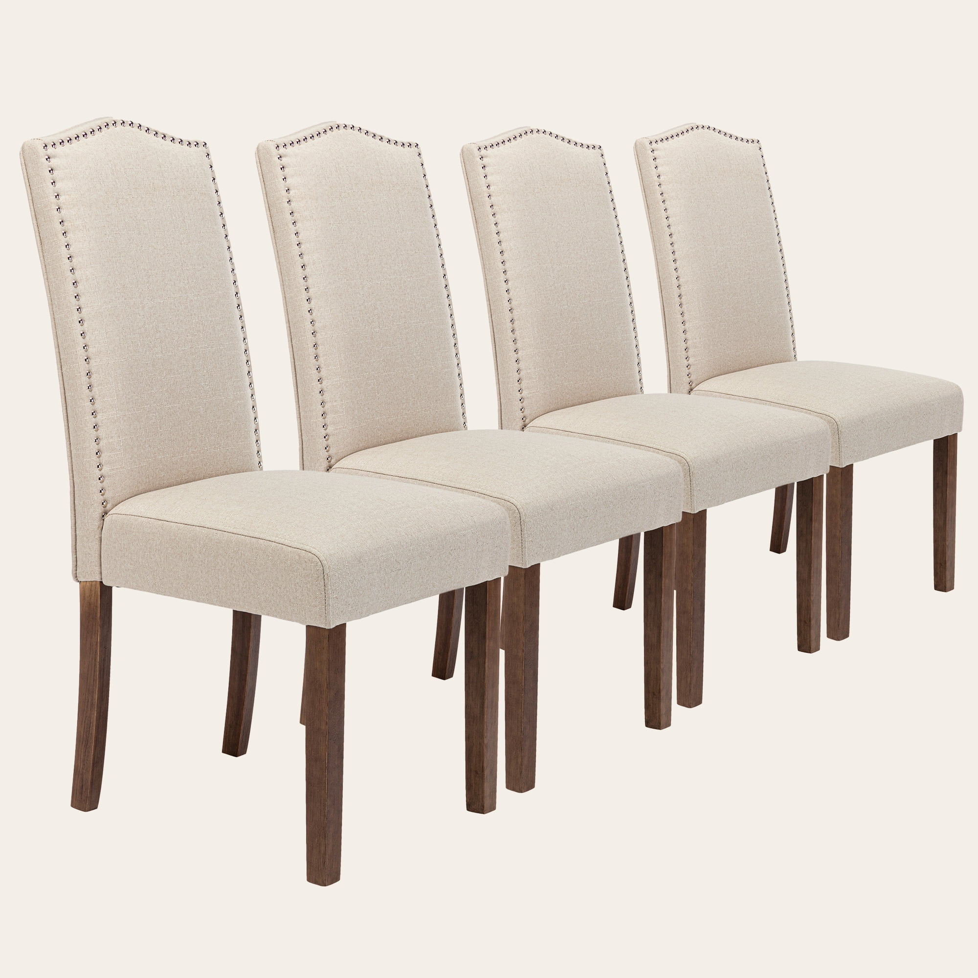 Snugway Sturdy Upholstered 4-Piece Dining Chair Set, Beige Parson Chair ...