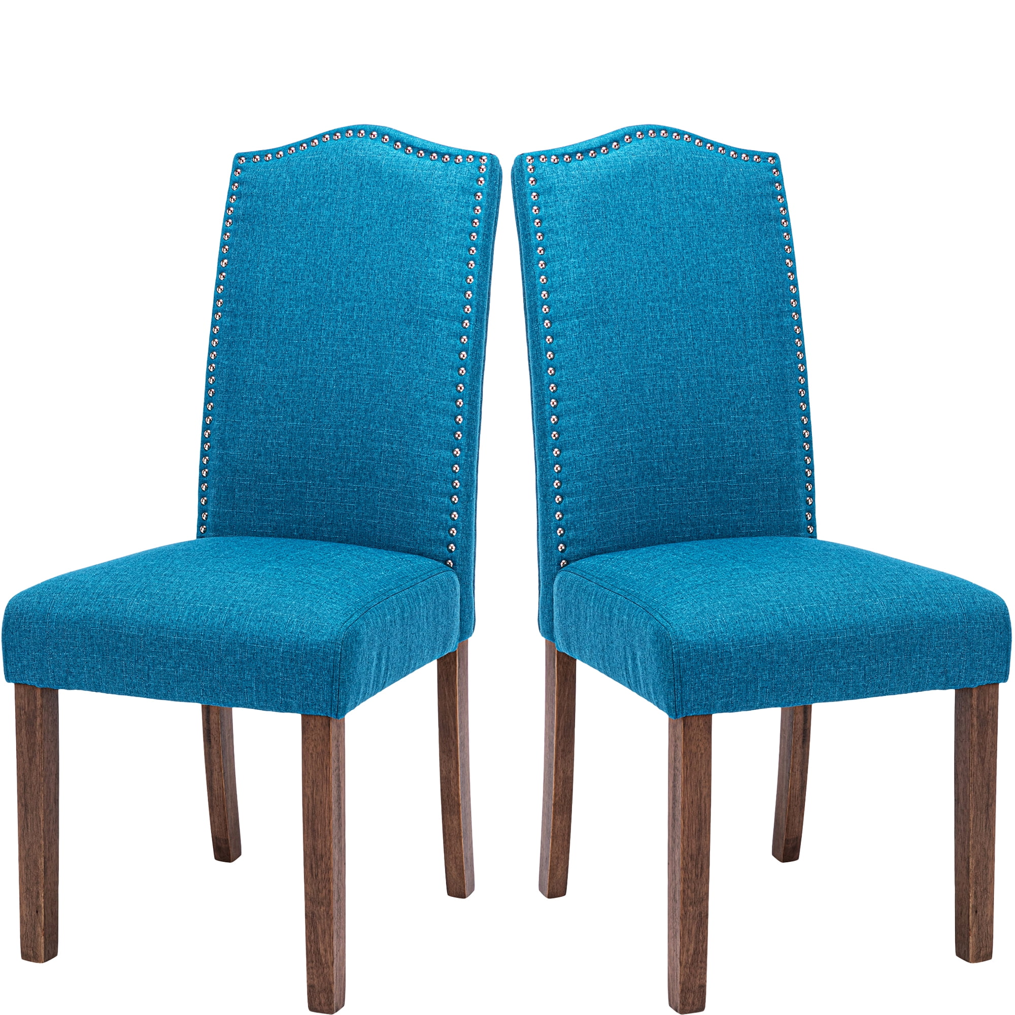 Snugway Dining Chair Blue Upholstered Parson Chair with Nailhead Trim ...