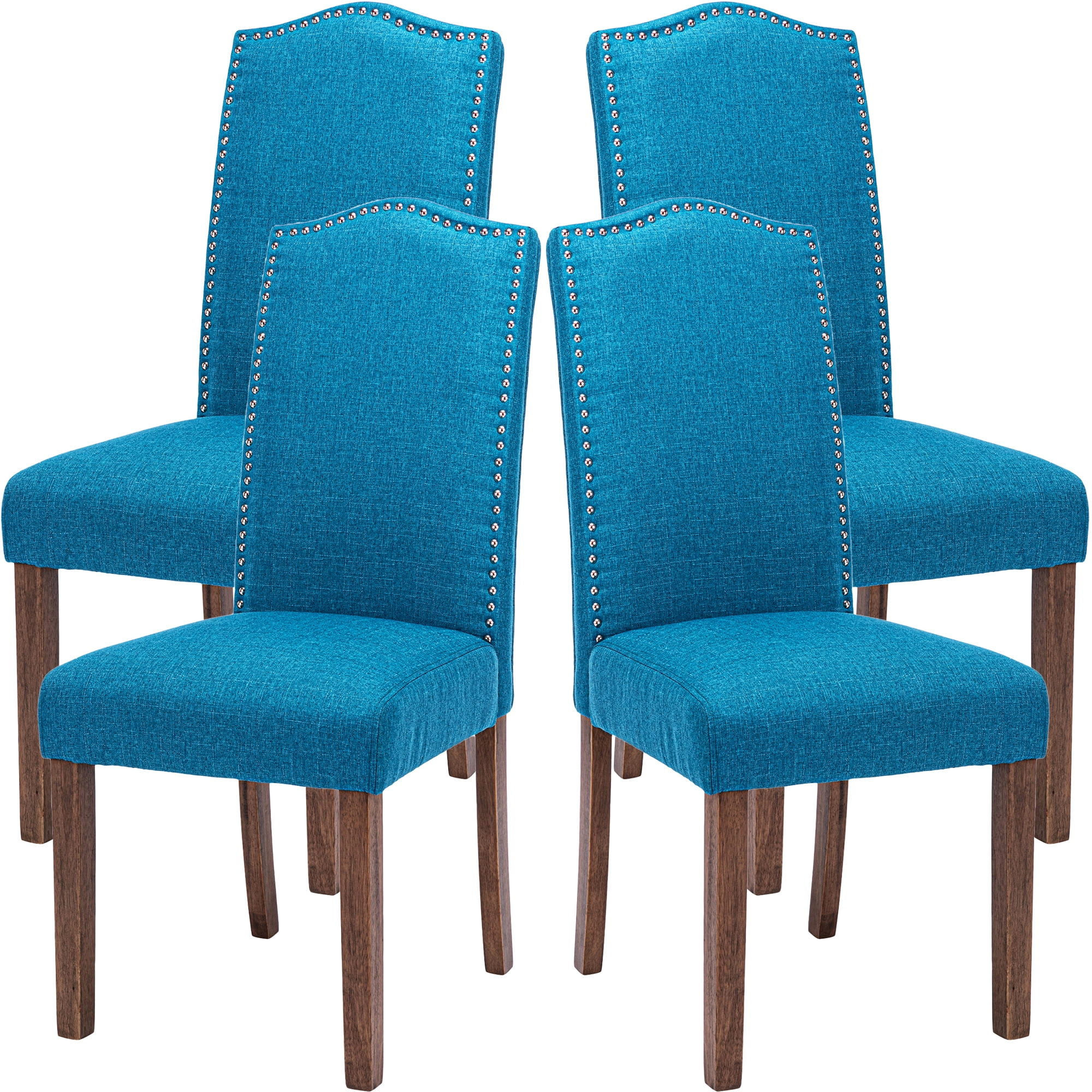 Snugway Dining Chair Blue Upholstered Parson Chair with Nailhead Trim ...